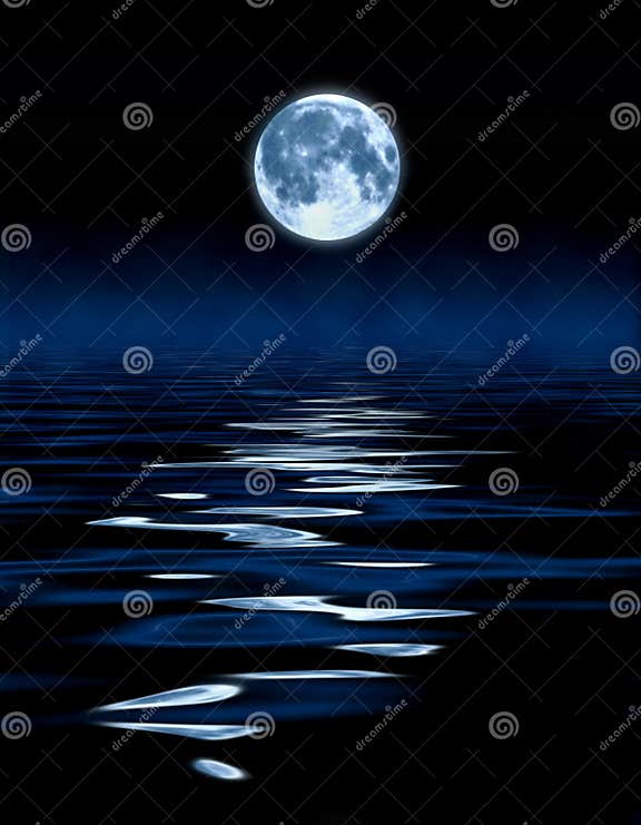 Blue Moon Ocean stock photo. Image of night, reflect, satellite - 1992272