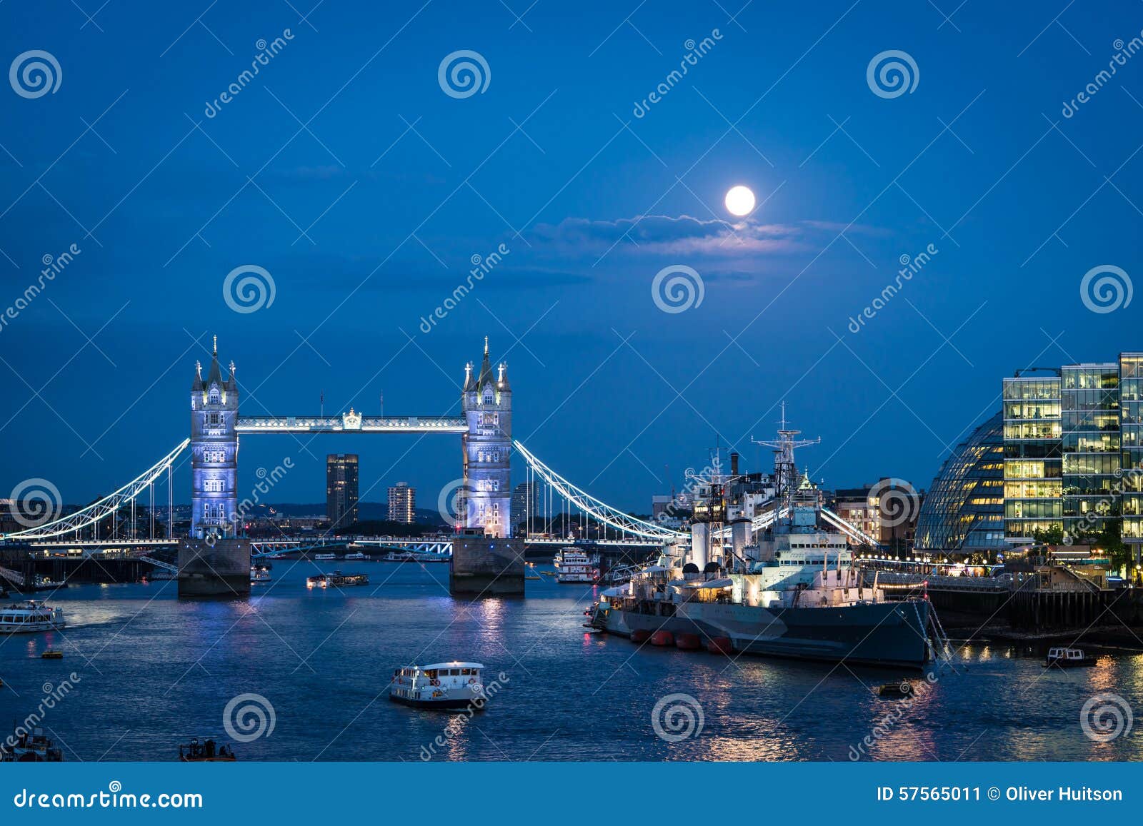 Blue moon over London stock image. Image of thames, famous - 57565011