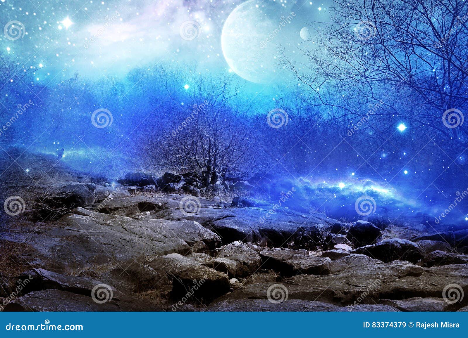 Blue moon planet stock image. Image of forest, light - 83374379