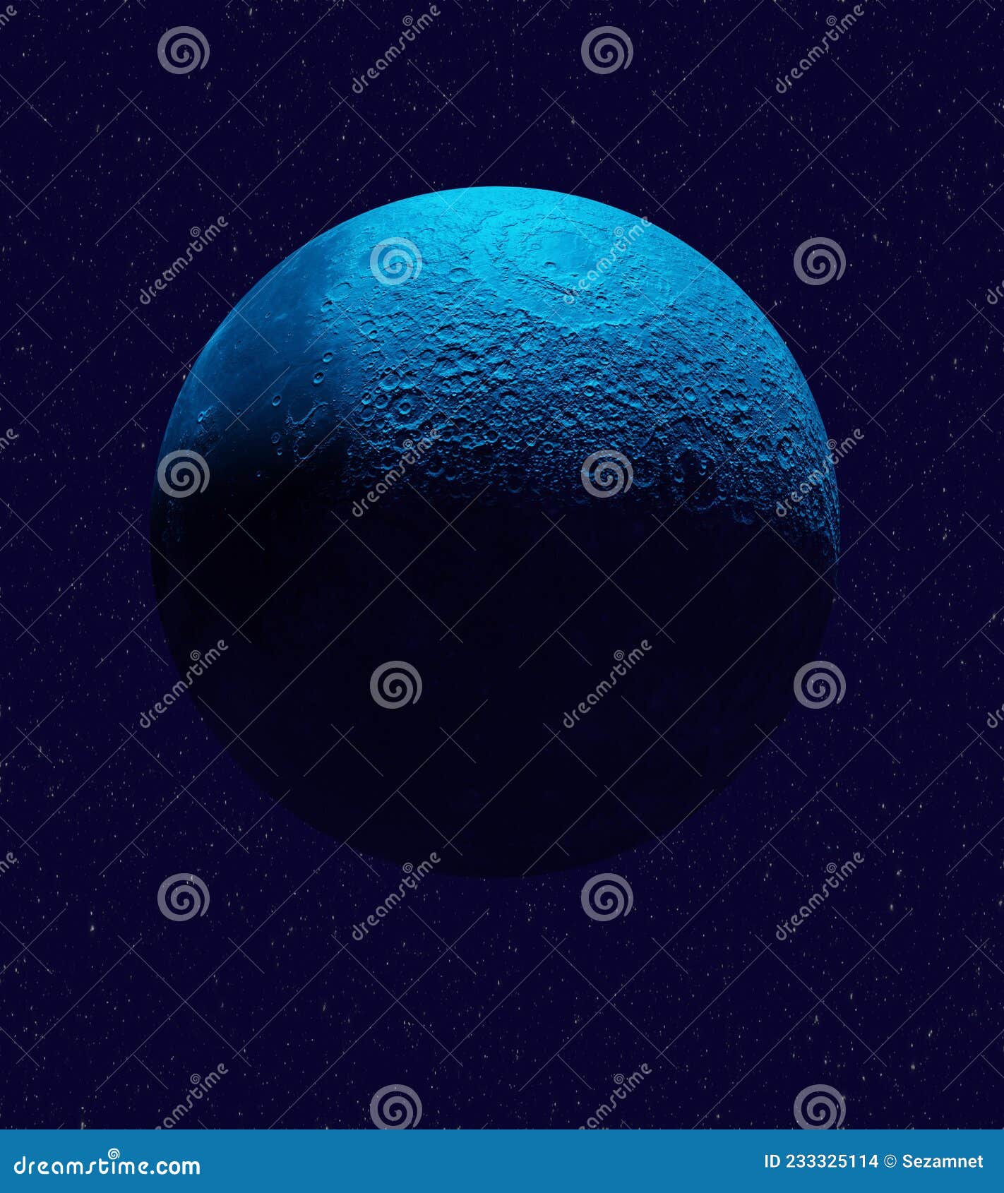 Blue Moon Realistic in the Starry Sky, 3d Render Stock Photo - Image of ...