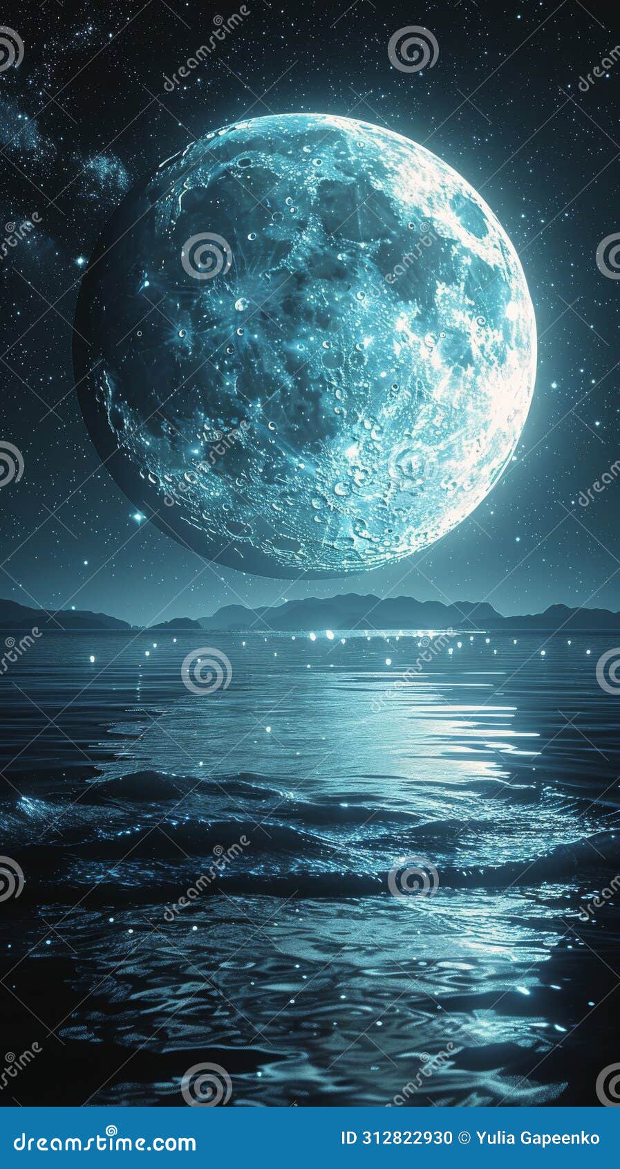 Blue Moon Reflecting on Water Stock Photo - Image of clear, lunar ...