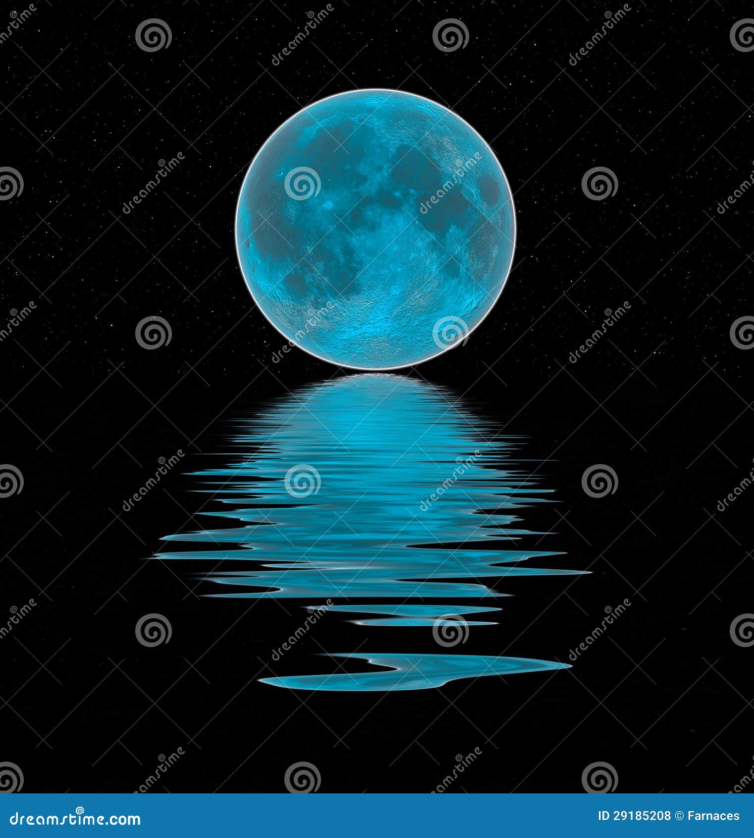 Blue moon reflection stock illustration. Illustration of celestial ...