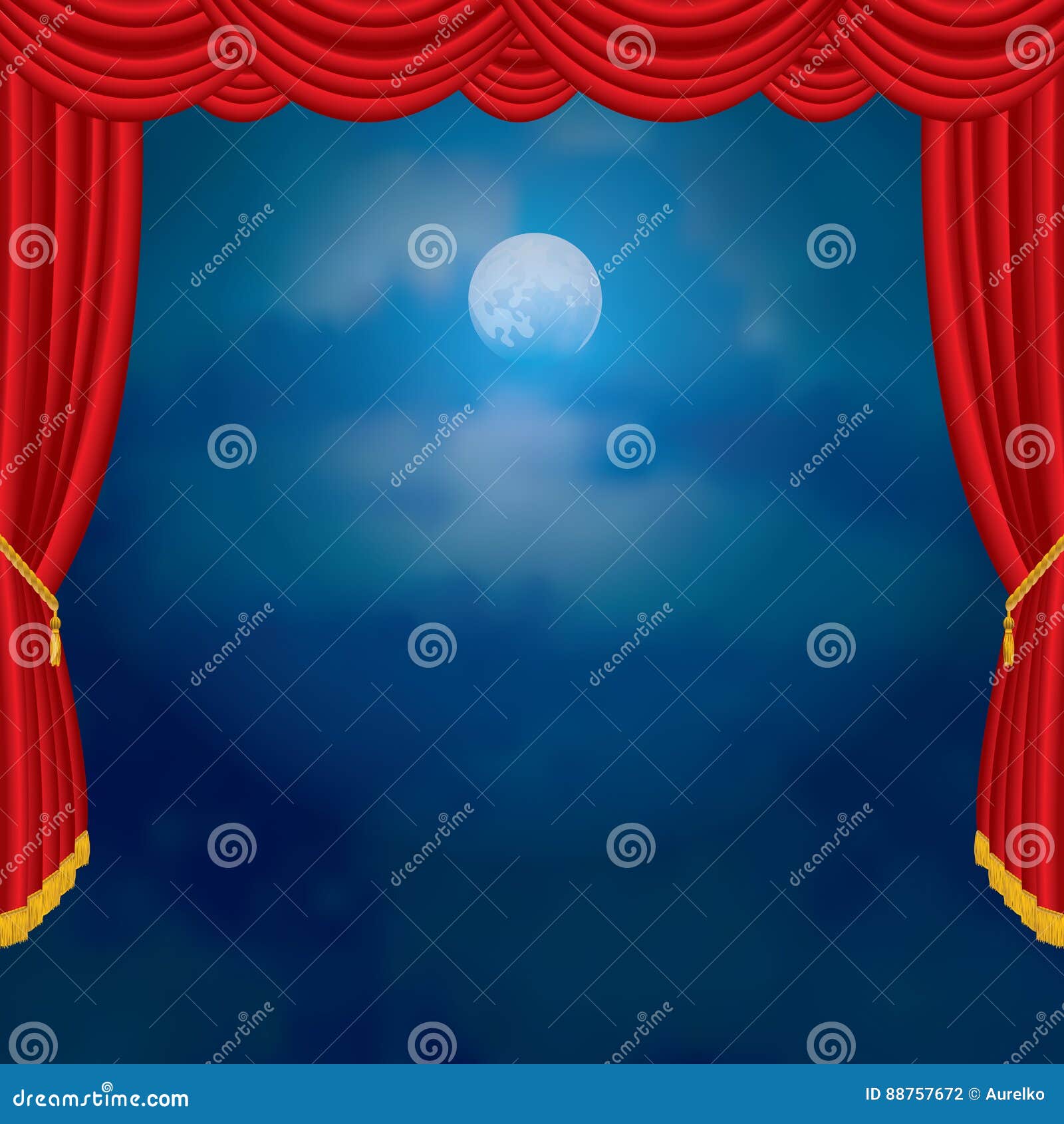 Blue moonlight stage stock vector. Illustration of blank - 88757672