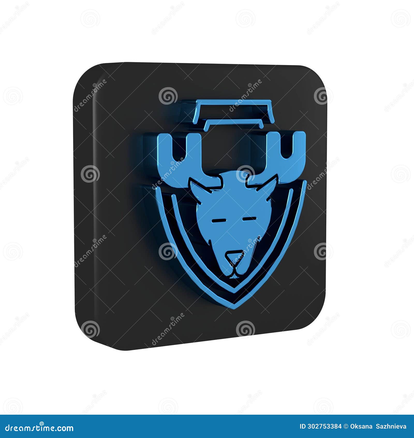 Blue Moose Head On Shield Icon Isolated On Transparent Background ...