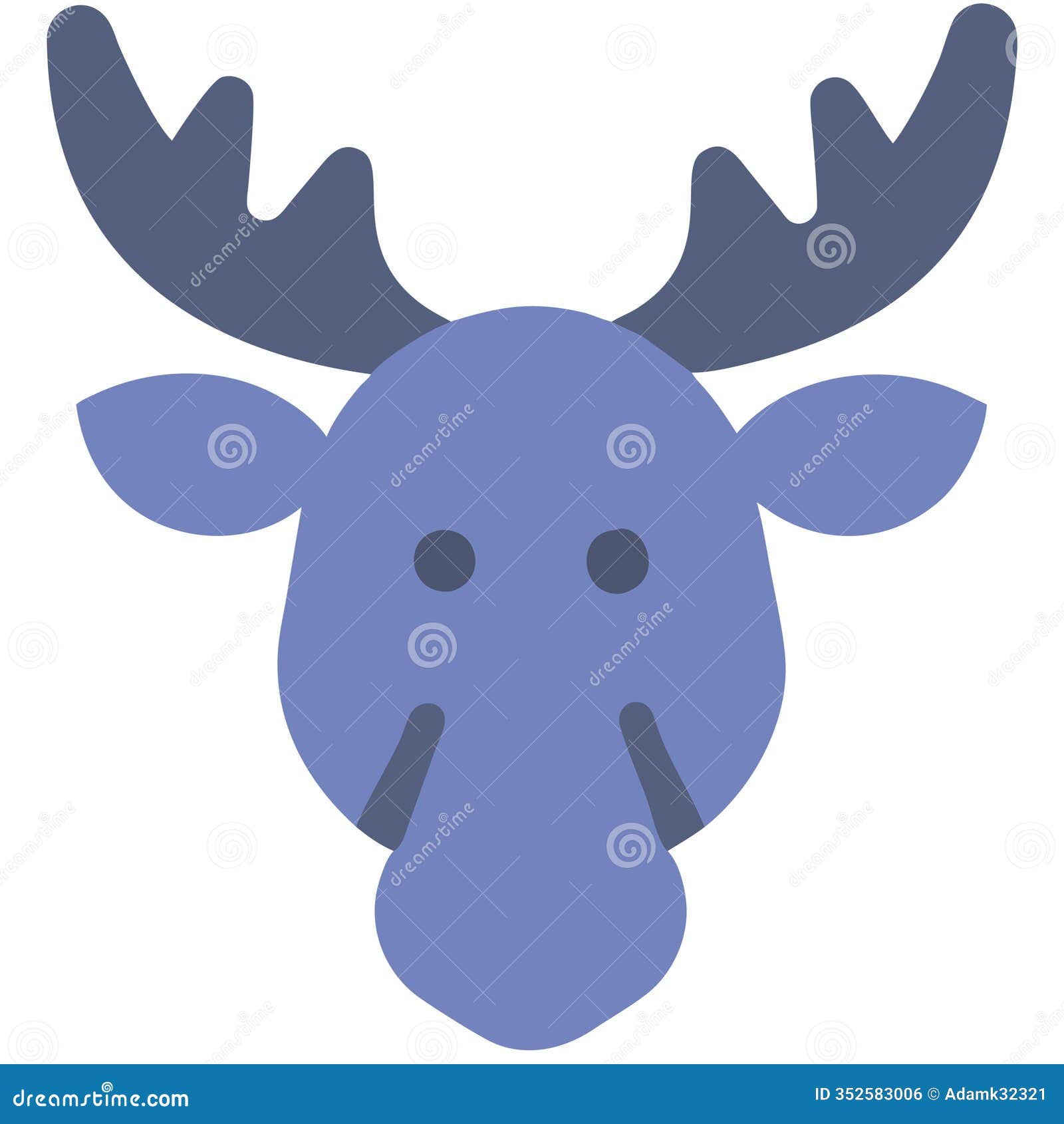 Blue Moose Horns On Shield Icon Isolated On Transparent Background ...