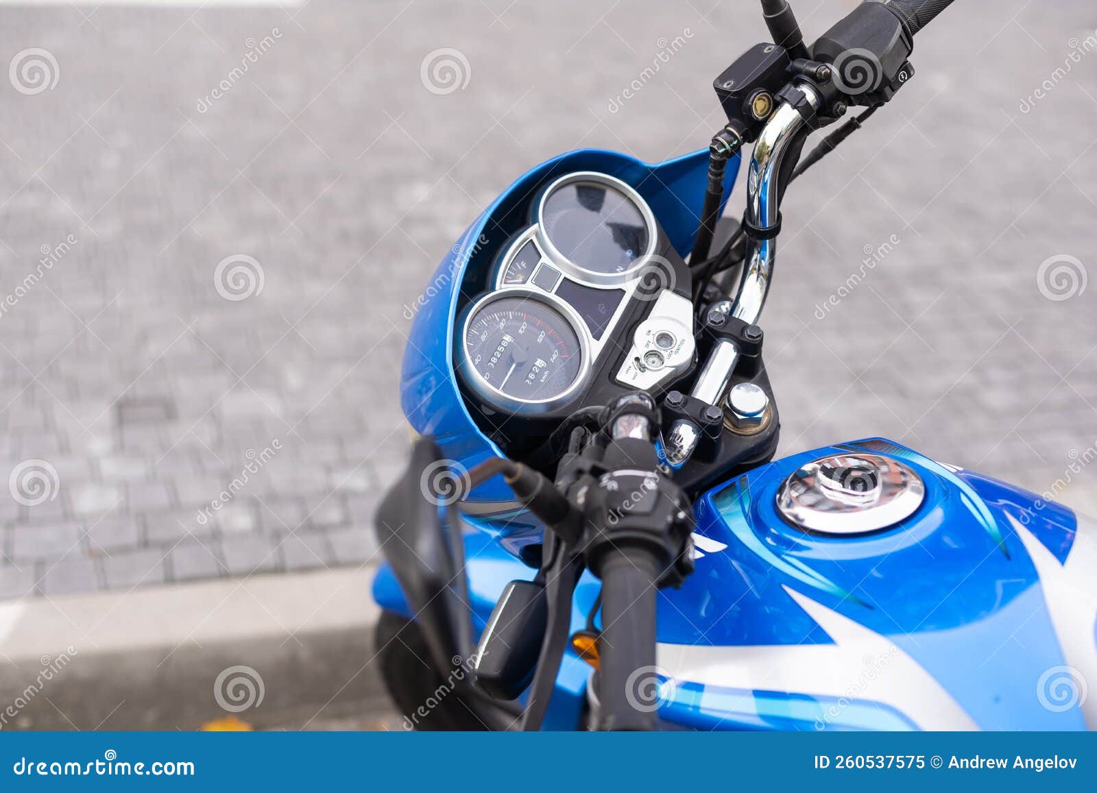 Blue Moped, the Spotlight of a Moped is Large. Stock Image - Image of ...
