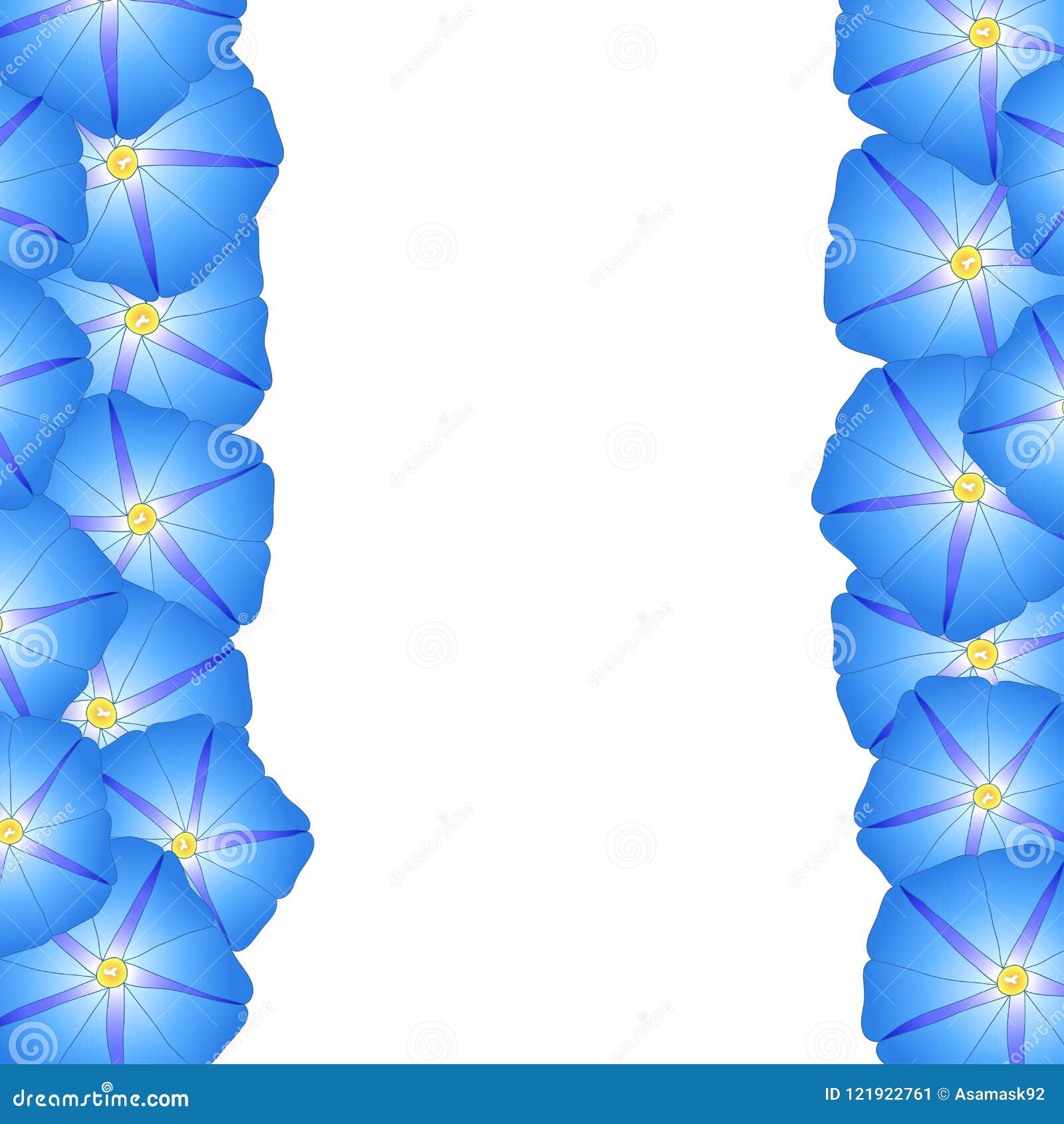 Blue Morning Glory Flower Border. Vector Illustration Stock Vector ...