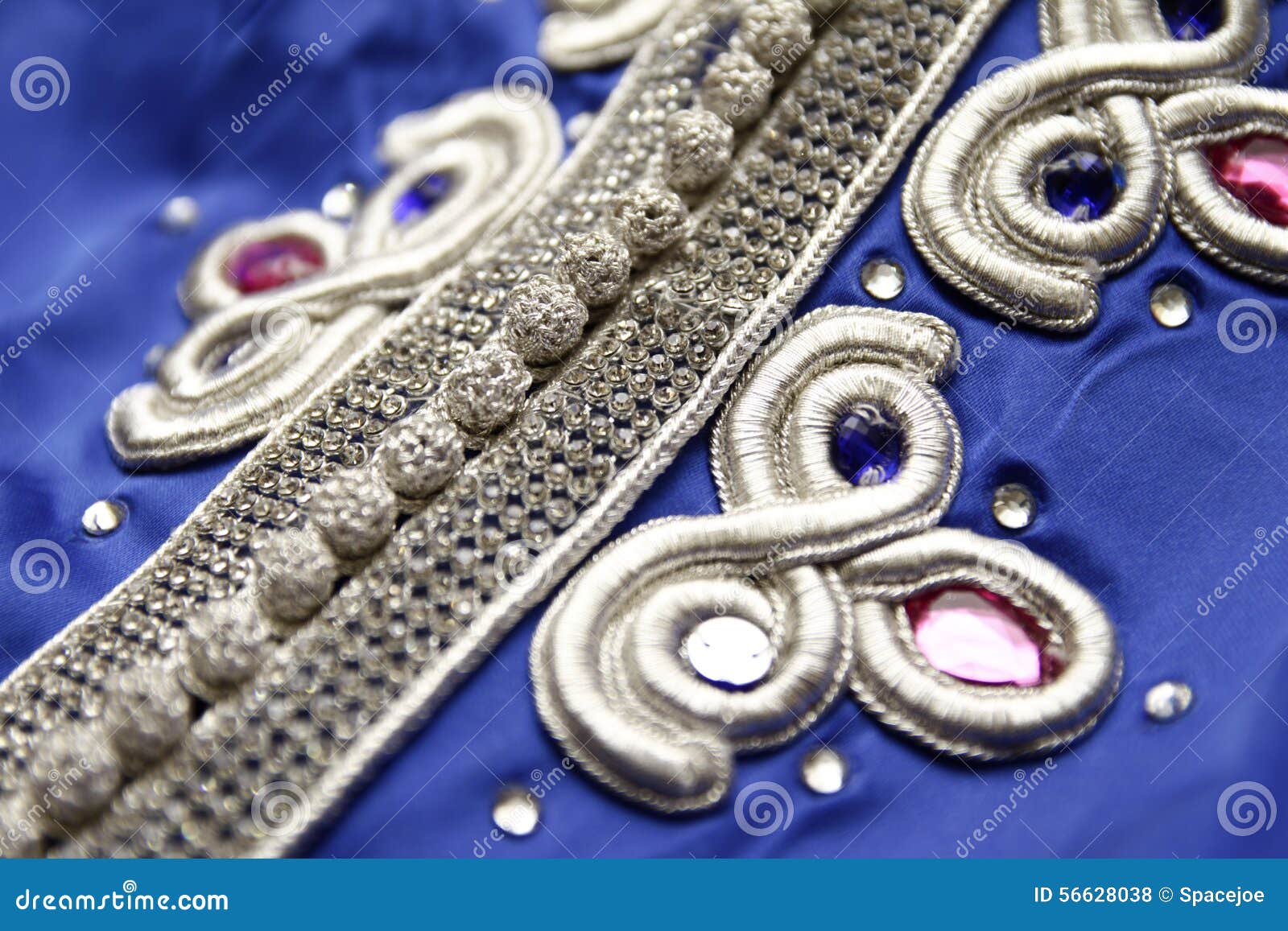 Blue Moroccan Caftan Embroidery Details Stock Photo - Image of market ...