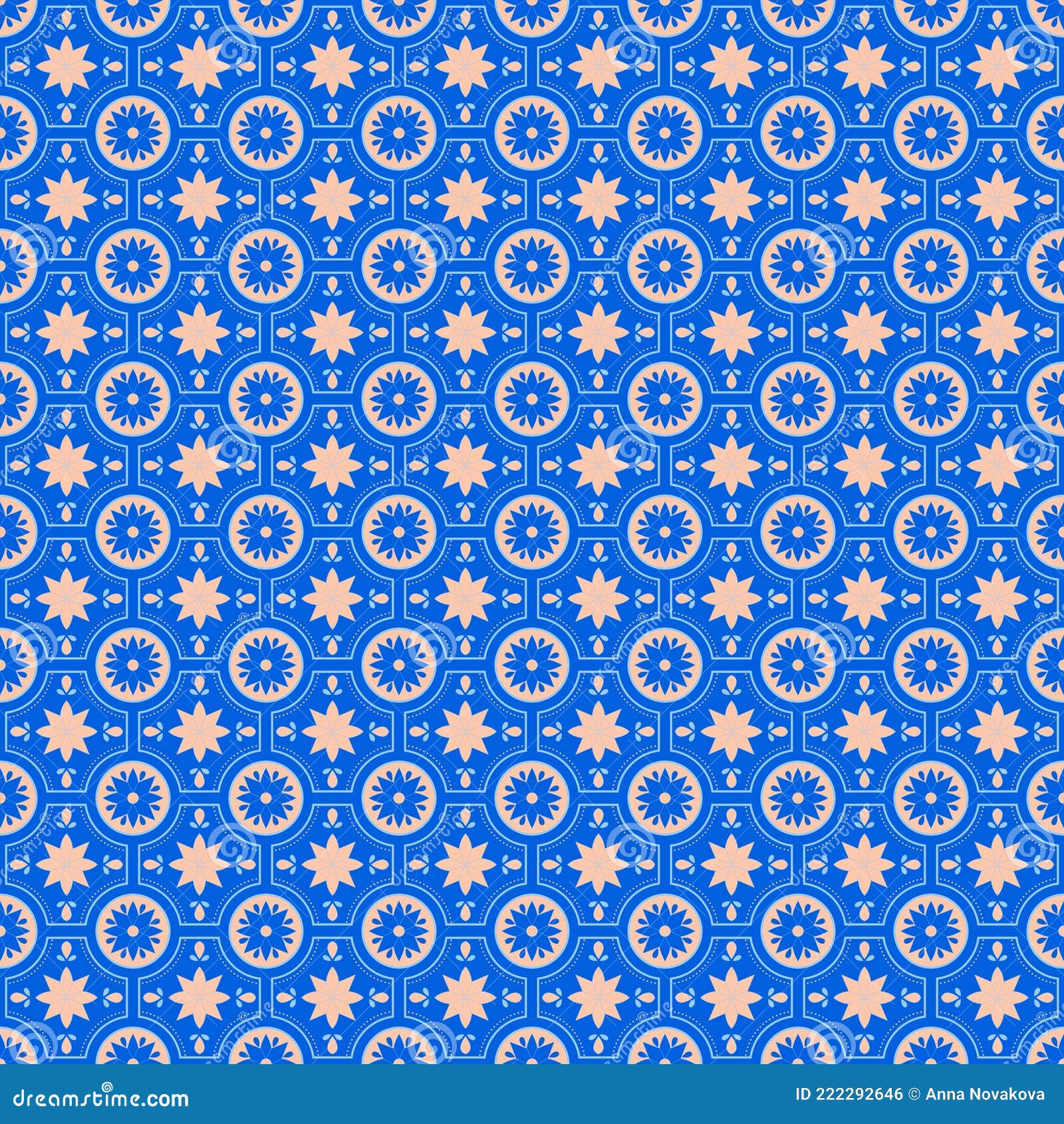 Blue Moroccan Tile Pattern in Vector Stock Vector - Illustration of ...