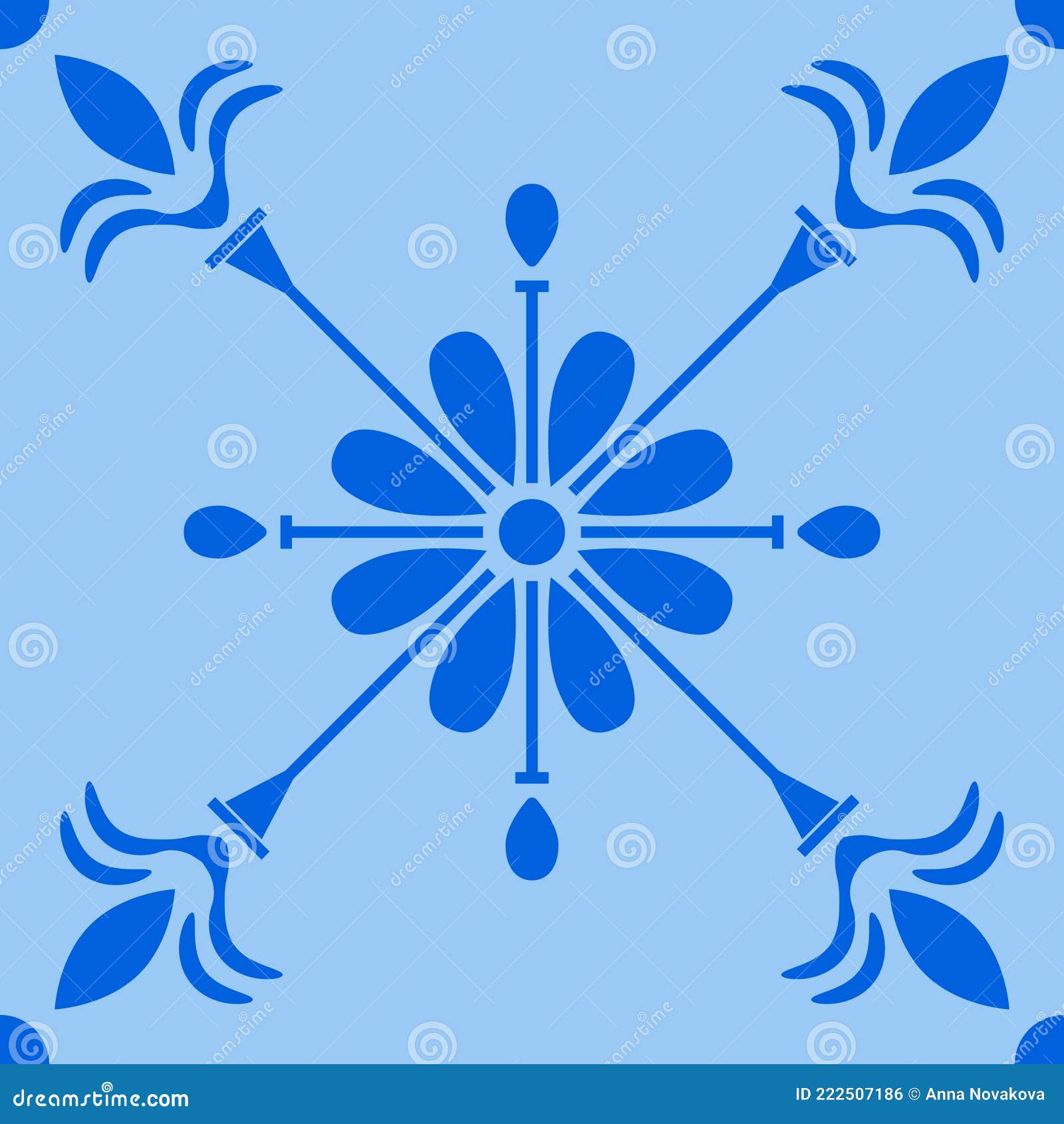 Blue Moroccan Tile Pattern in Vector Stock Vector - Illustration of ...