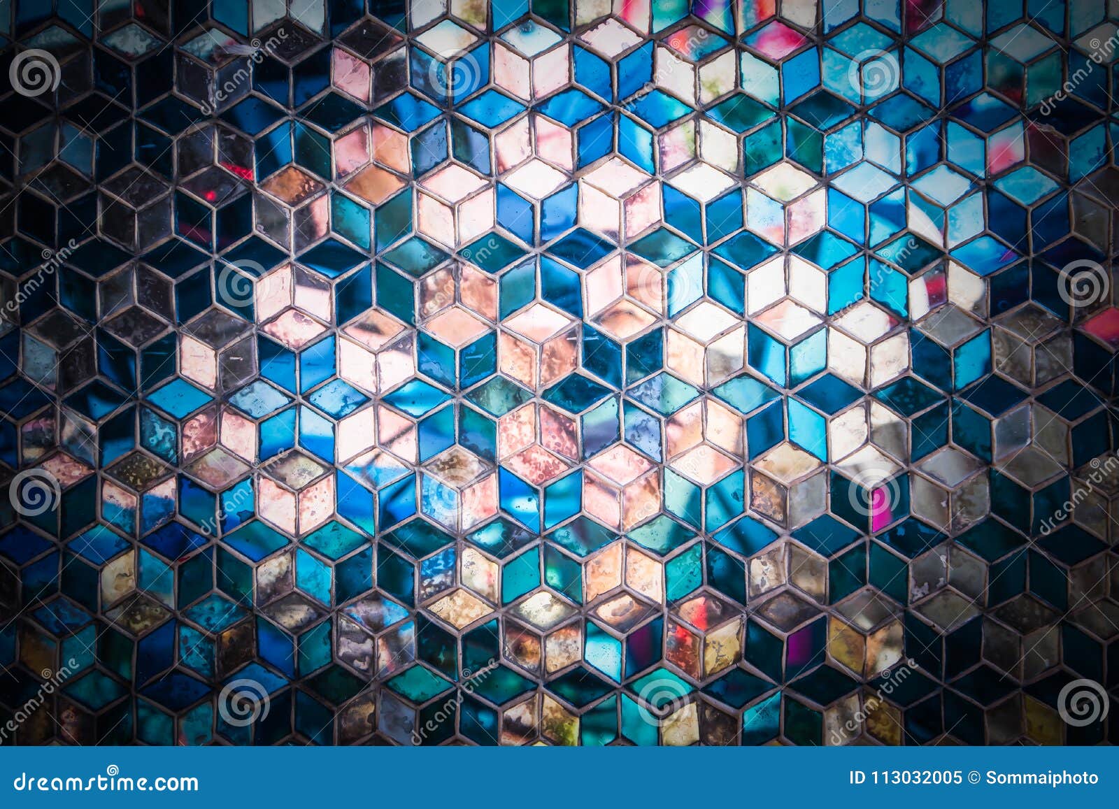 Blue mosaic mirror pattern stock image. Image of blue - 113032005