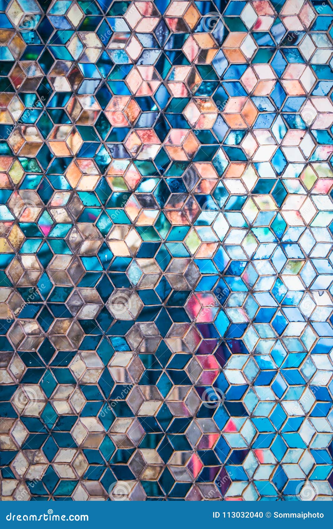 Blue mosaic mirror pattern stock photo. Image of asian - 113032040