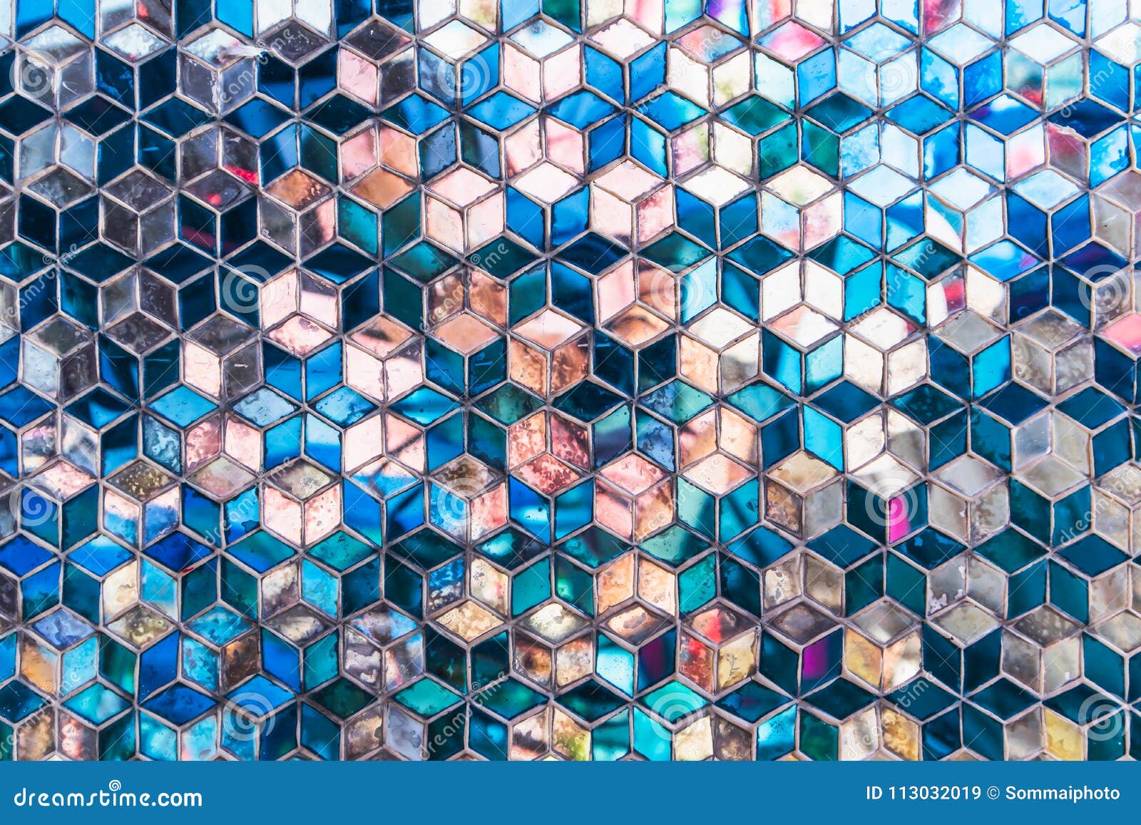 Blue mosaic mirror pattern stock image. Image of floor - 113032019