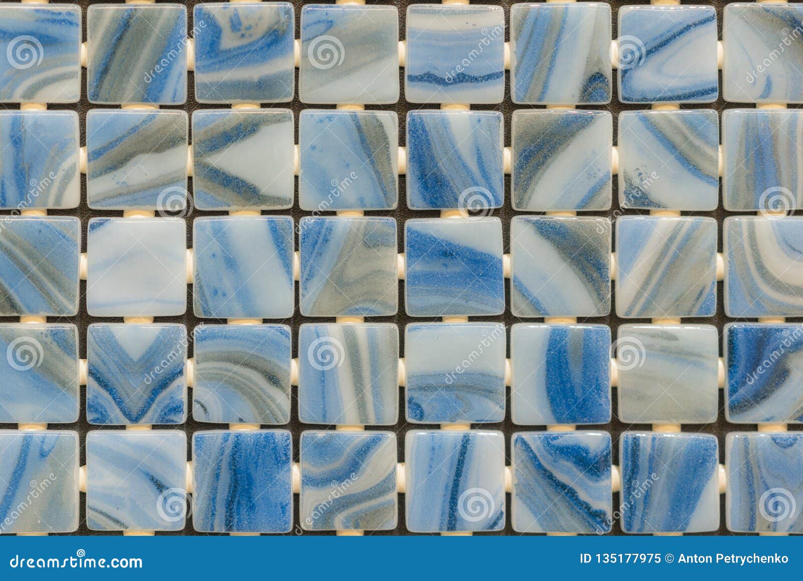 Blue Mosaic Square Tiles Texture Background Stock Image - Image of ...