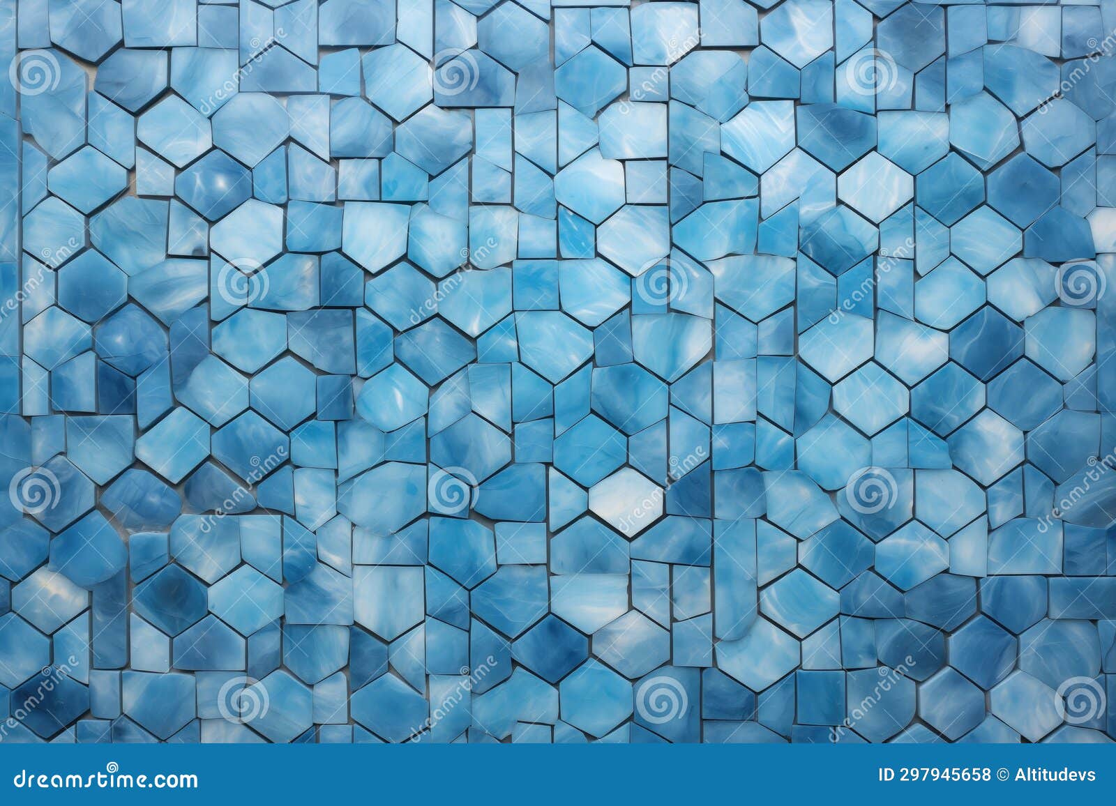 Blue Mosaic Tile Pattern Viewed from Above Stock Photo - Image of ...