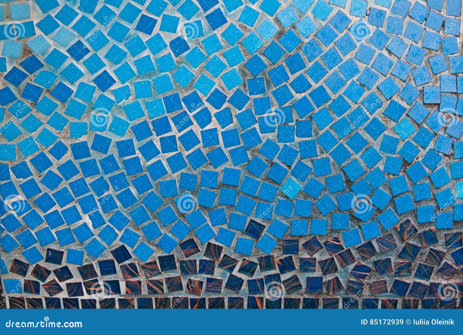 Blue Mosaic Tiles on the Wall Stock Image - Image of concrete ...