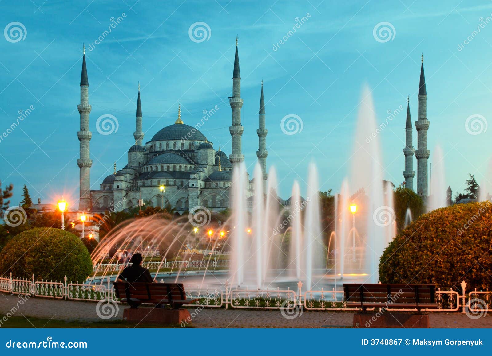 Blue mosque stock image. Image of fountain, calmness, islam - 3748867