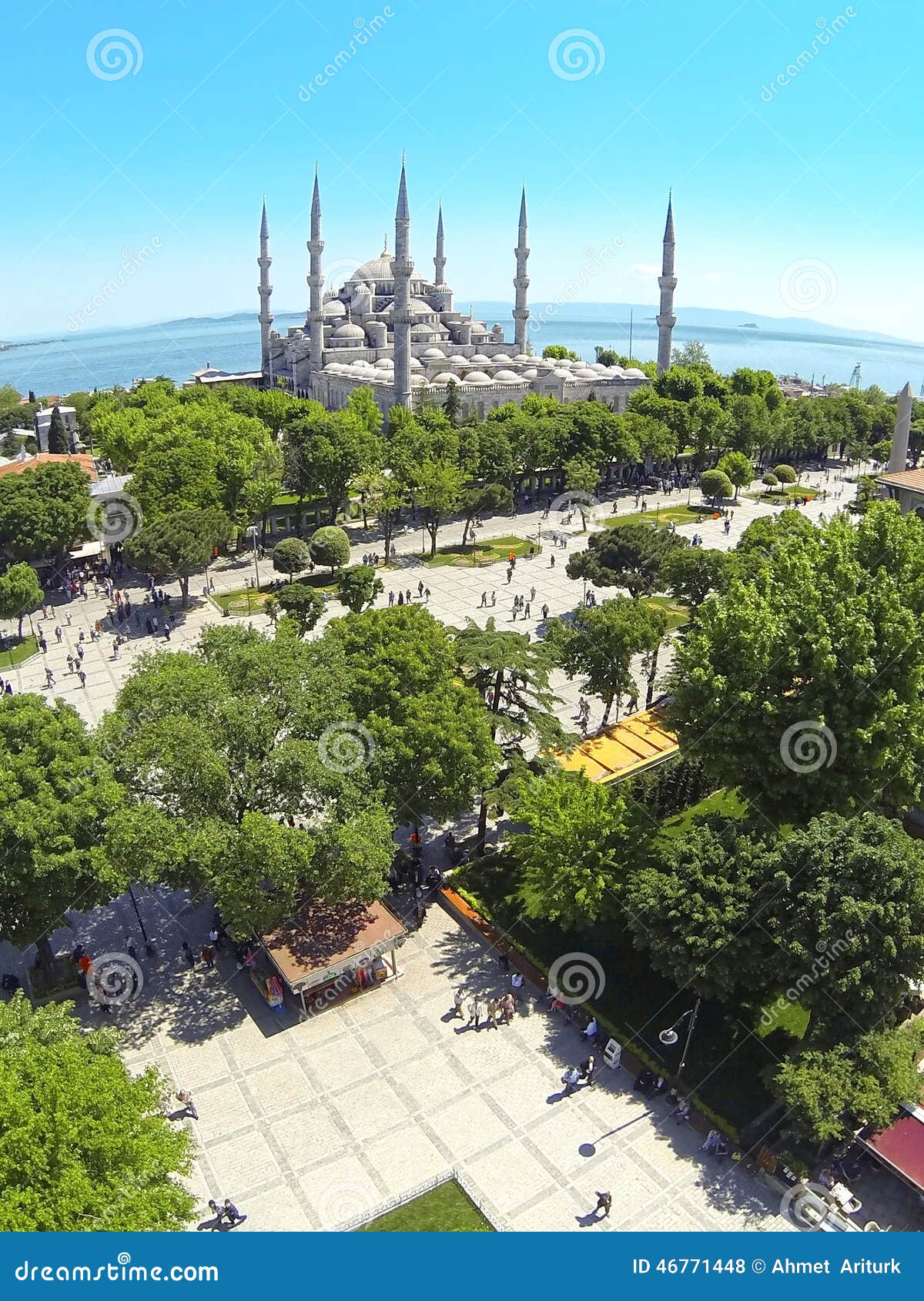 Blue Mosque, Aerial stock photo. Image of large, flyover - 46771448