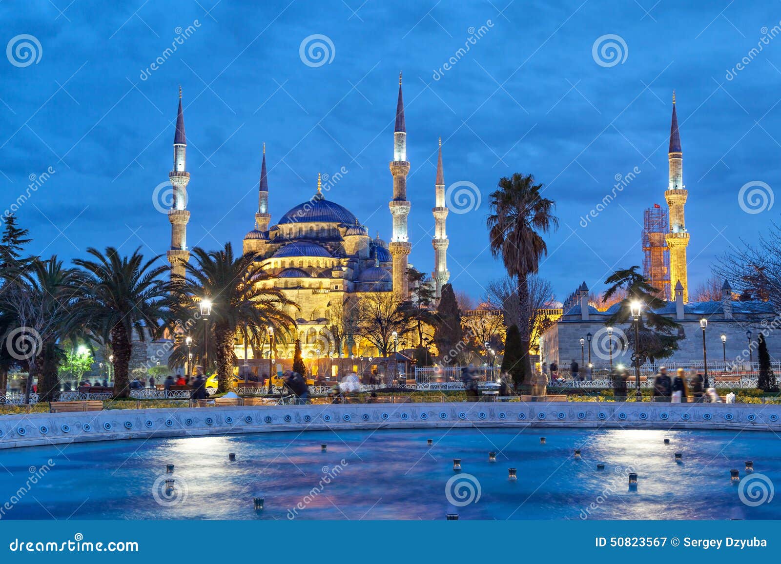 The Blue Mosque in the Evening Stock Image - Image of east, turkey ...