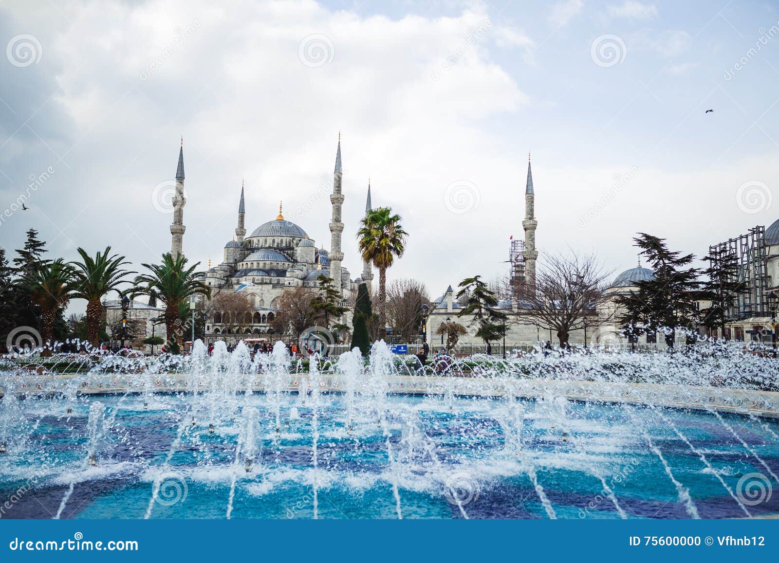 The blue mosque editorial image. Image of fountain, tourism - 75600000