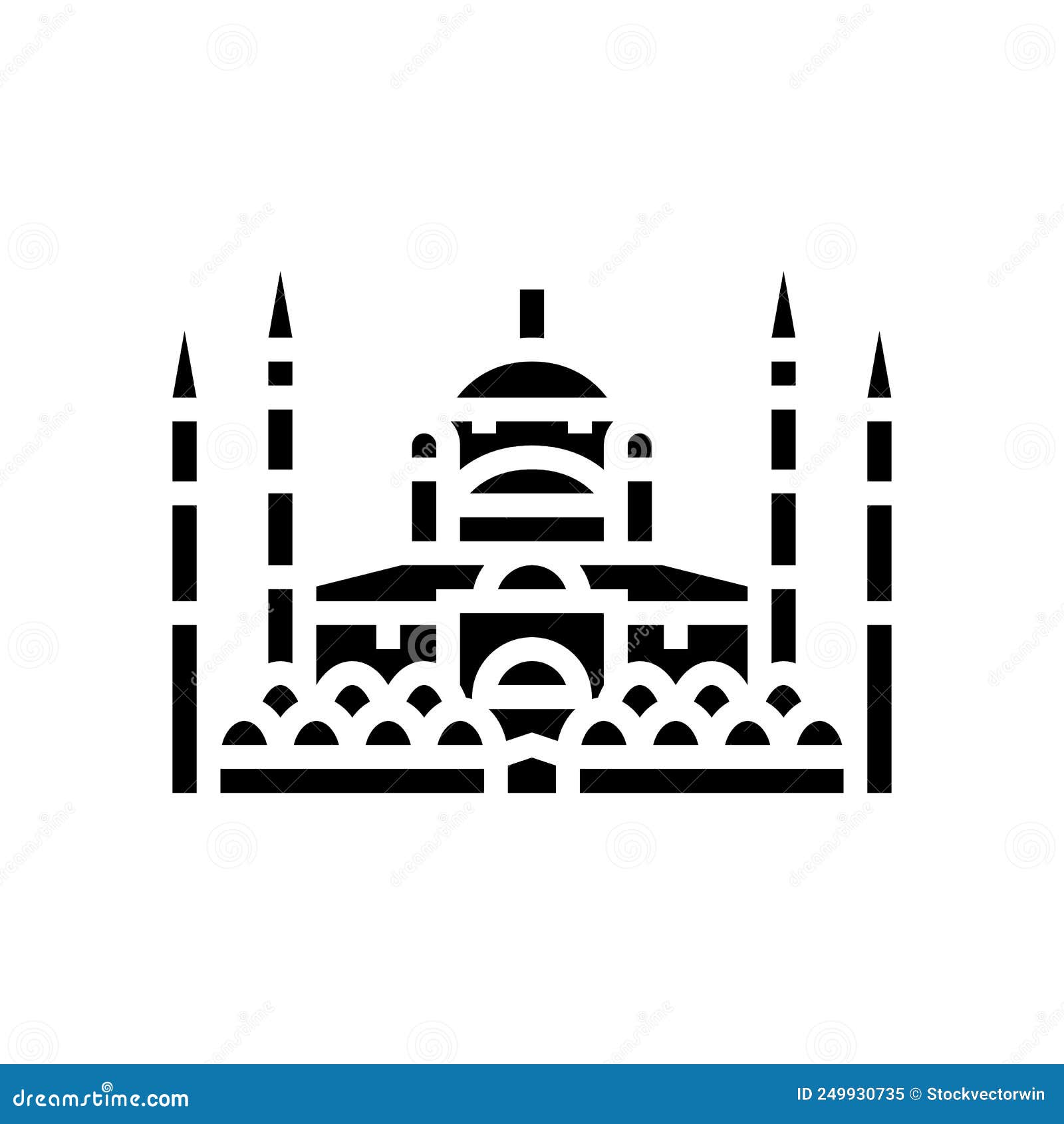 Blue Mosque Glyph Icon Vector Illustration Stock Vector - Illustration ...