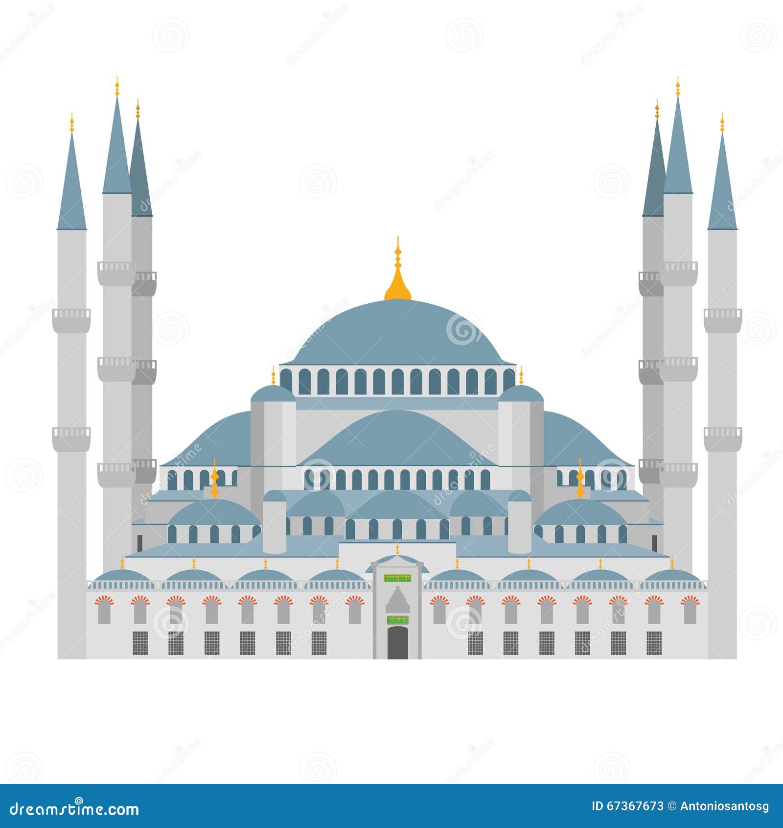 Blue Mosque Illustration. Istanbul (Turkey) Stock Vector - Illustration ...