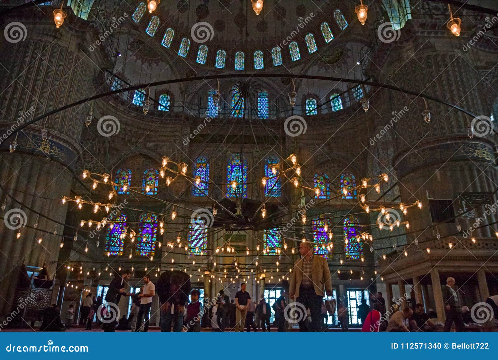 The Blue Mosque, Inside with Prayers Editorial Image - Image of travel ...