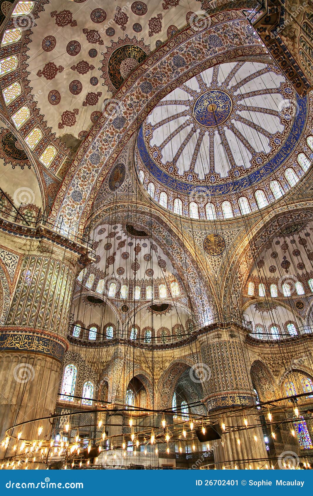 Blue mosque interior stock image. Image of golden, arabic - 26702401