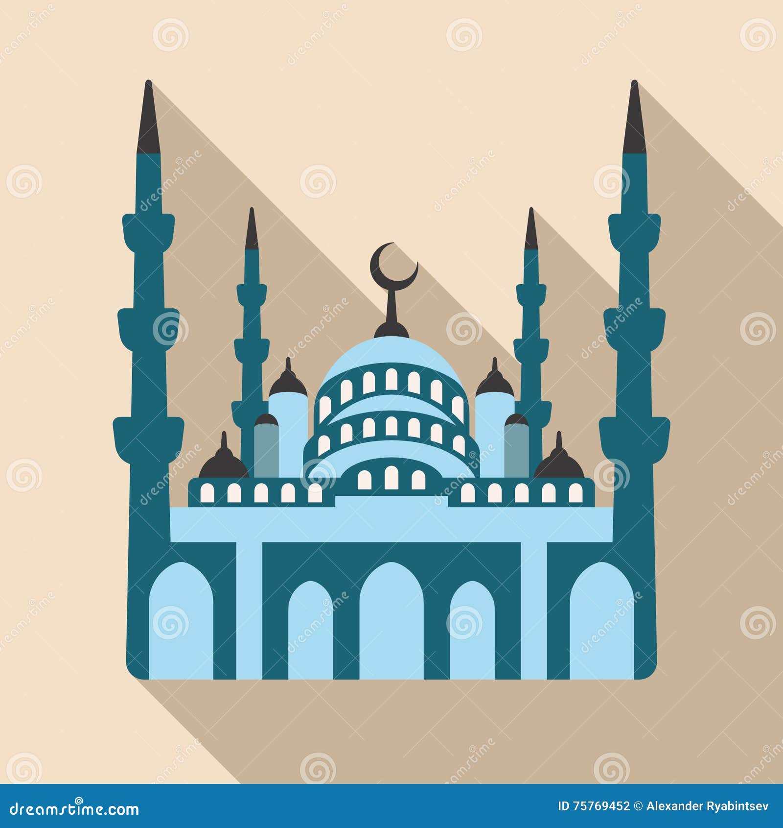 Blue Mosque, Istanbul Landmark Icon. Vector Illustration Stock Vector ...