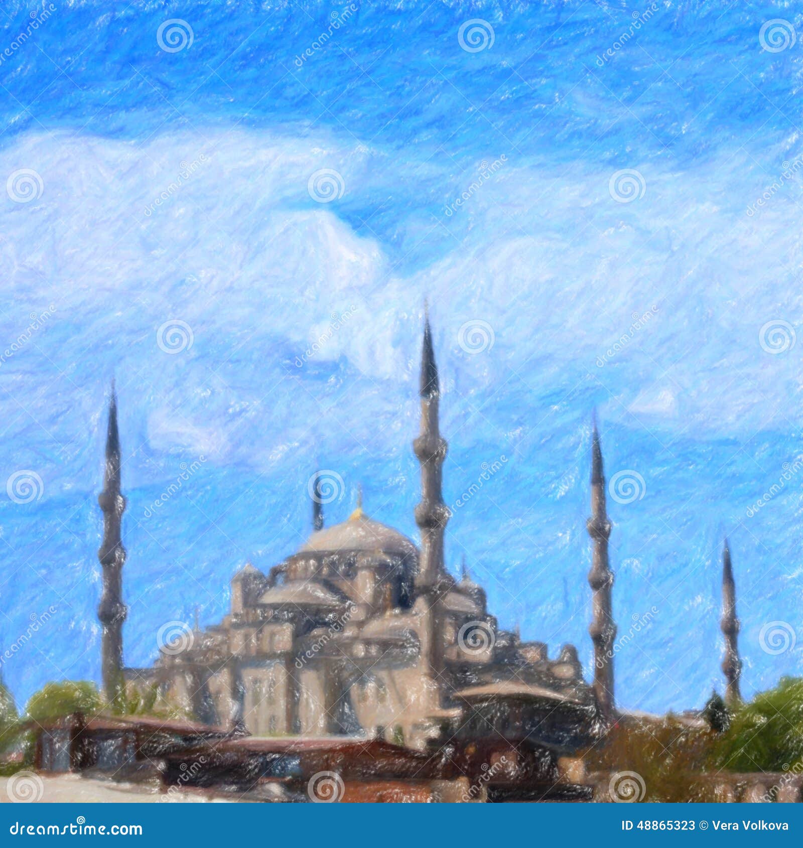 Blue Mosque. Istanbul Sketches Series. Stock Illustration ...