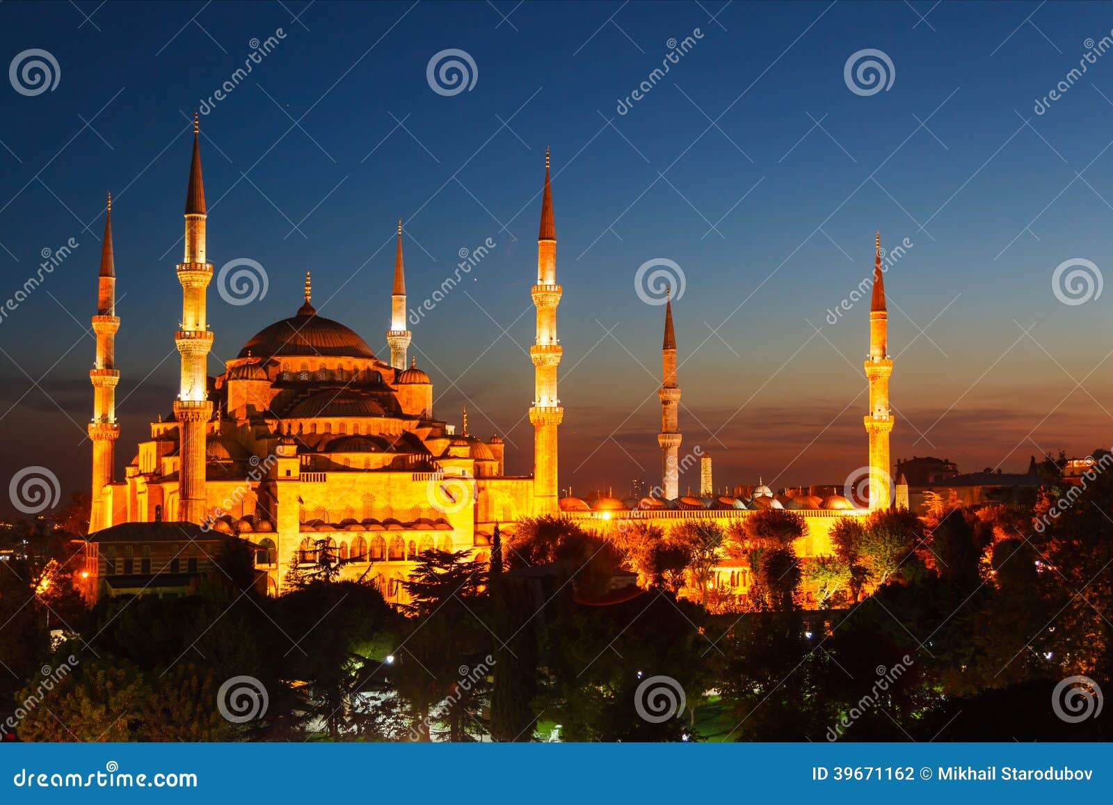Blue Mosque in Istanbul, with Sunset Stock Photo - Image of ...