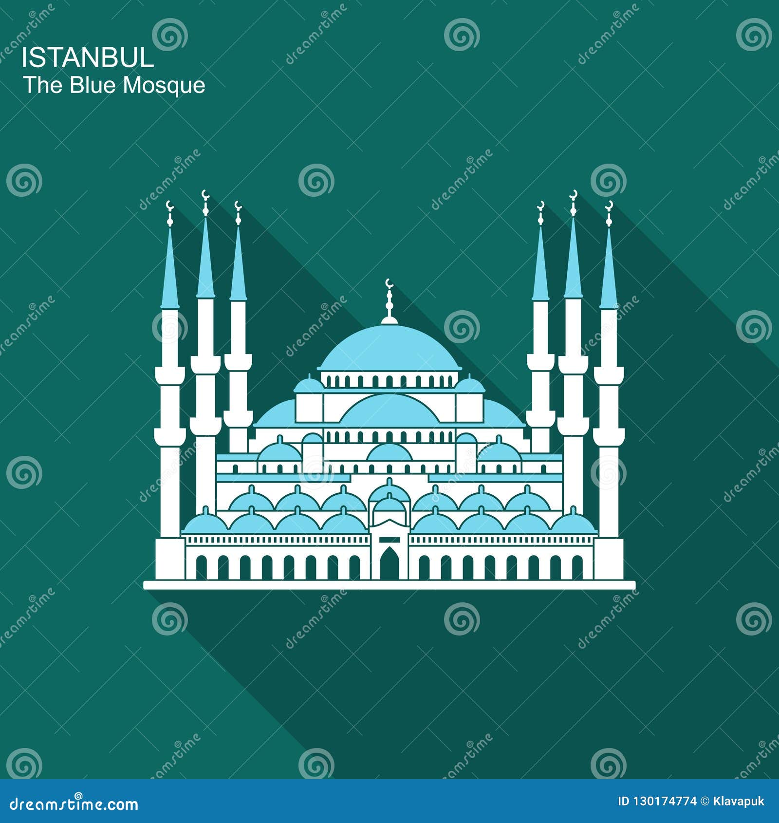 The Blue Mosque, Istanbul, Turkey. Flat Icon Stock Vector ...