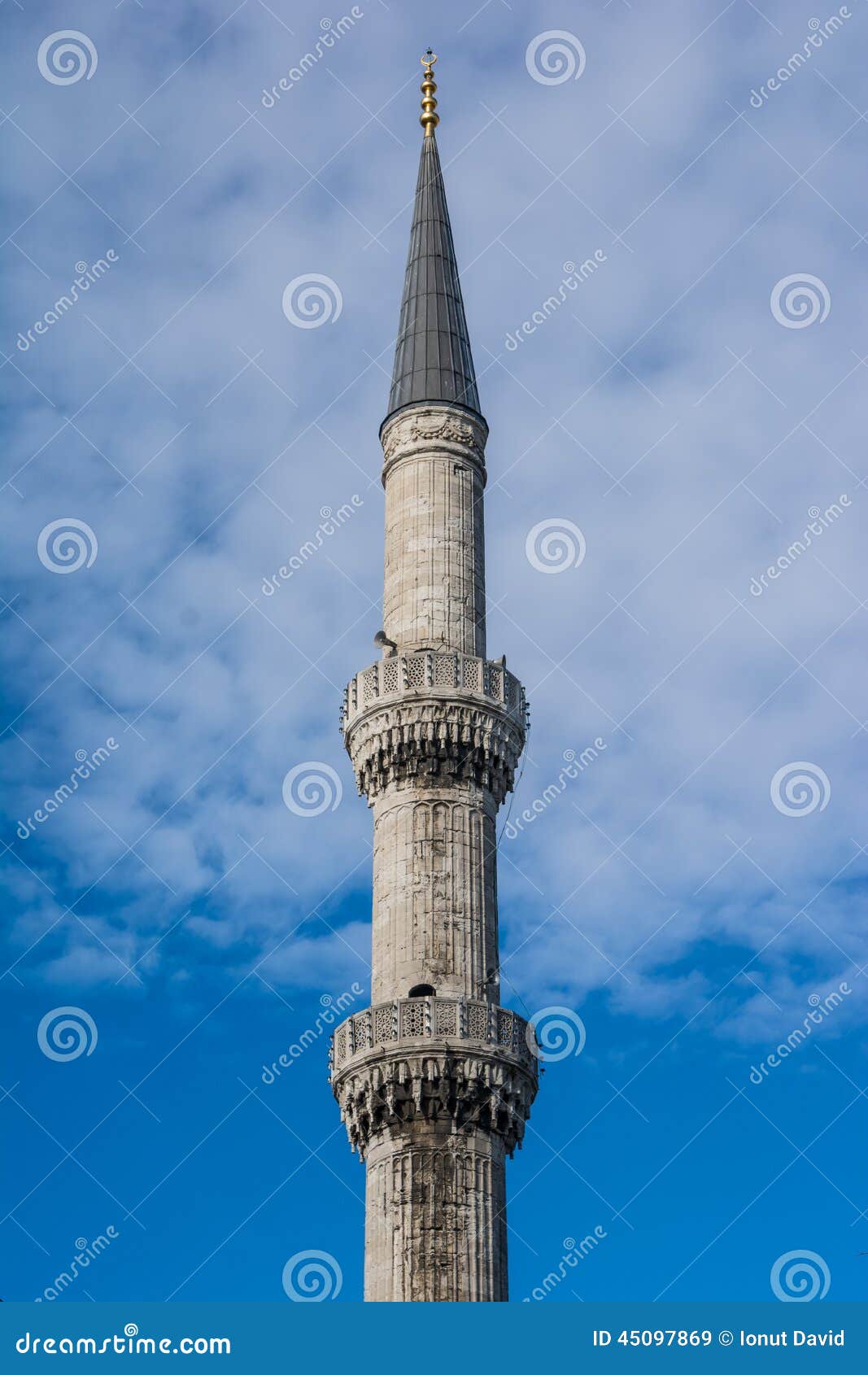 Blue Mosque Minaret, Istanbul, Turkey Stock Image - Image of islam ...