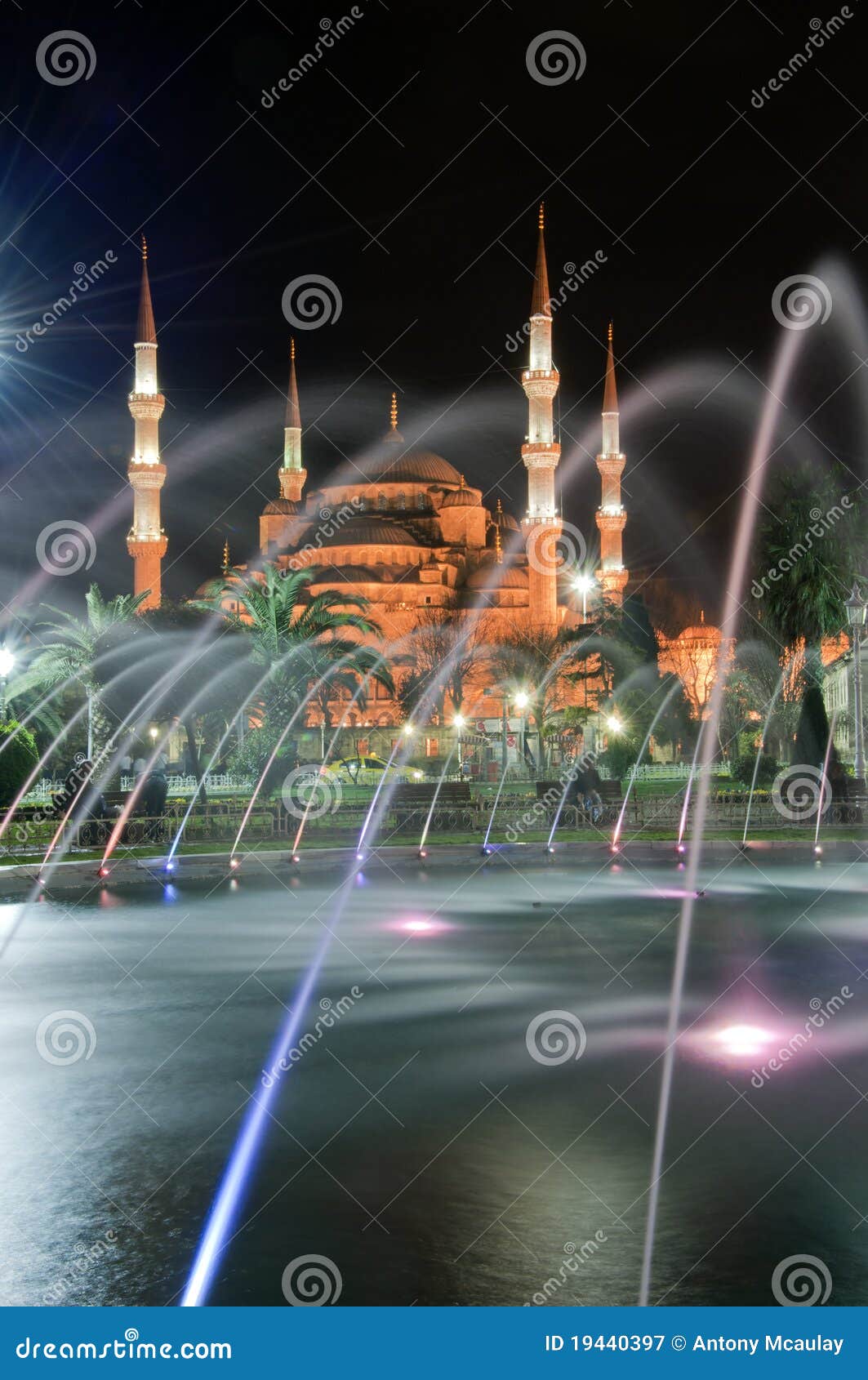 Blue Mosque at night 01 stock image. Image of eastern - 19440397