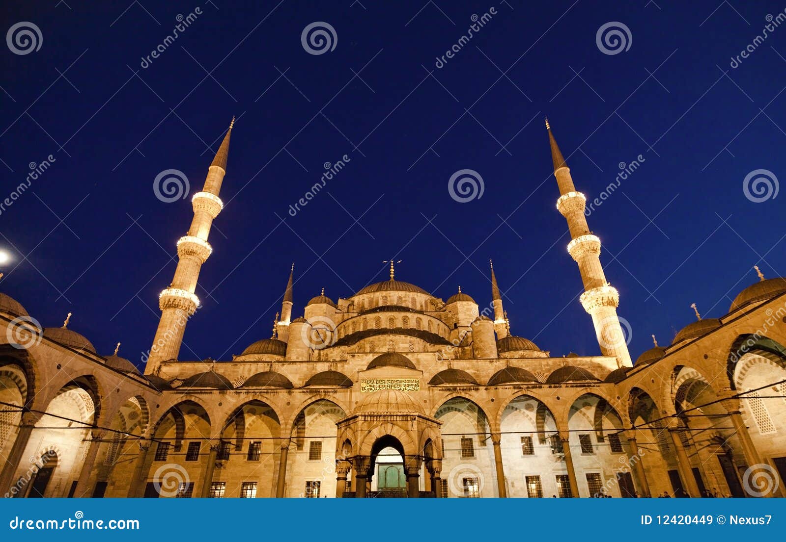 Blue Mosque at Night stock image. Image of islam, vacation - 12420449