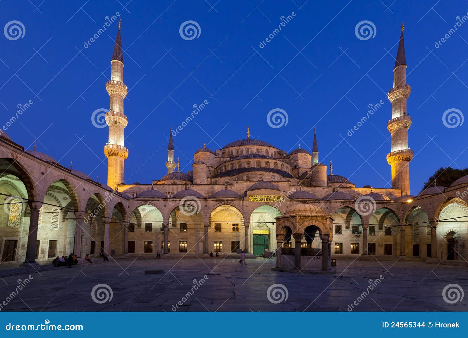 Blue Mosque at night stock photo. Image of color, byzantine - 24565344