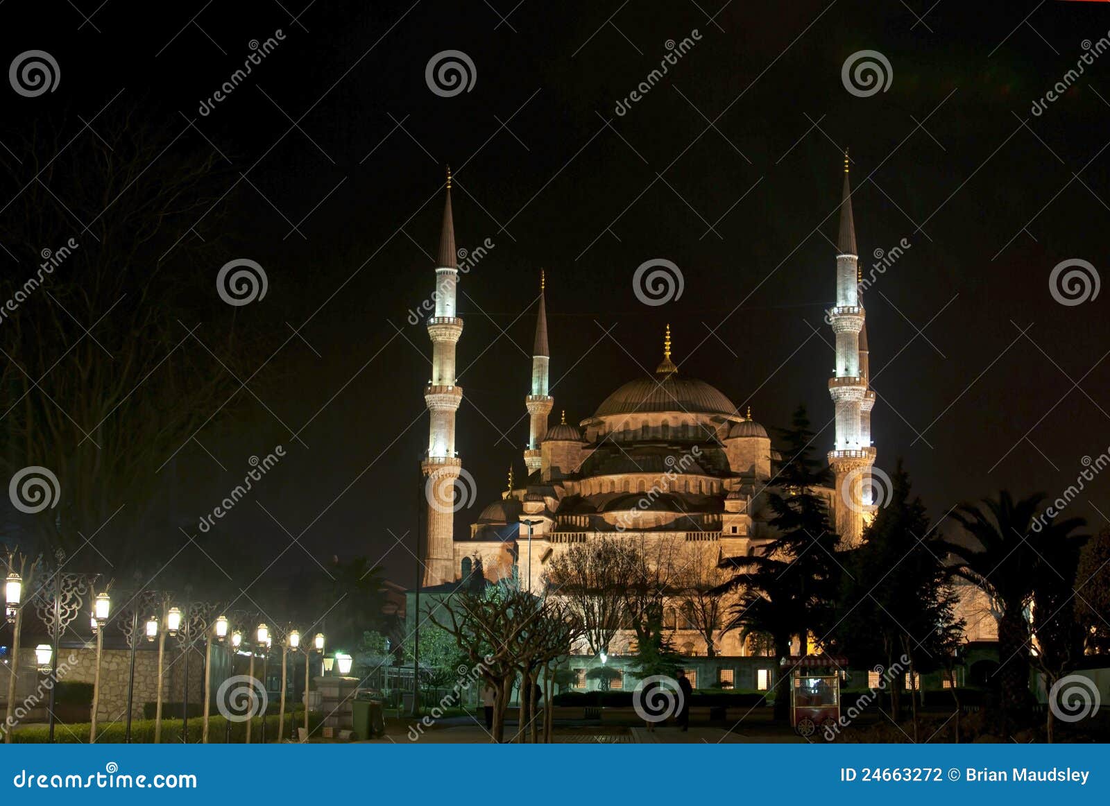 Blue mosque at night stock photo. Image of city, muslim - 24663272