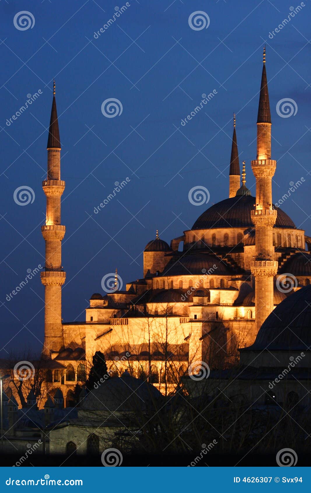 Blue Mosque at night stock image. Image of byzantine, architecture ...