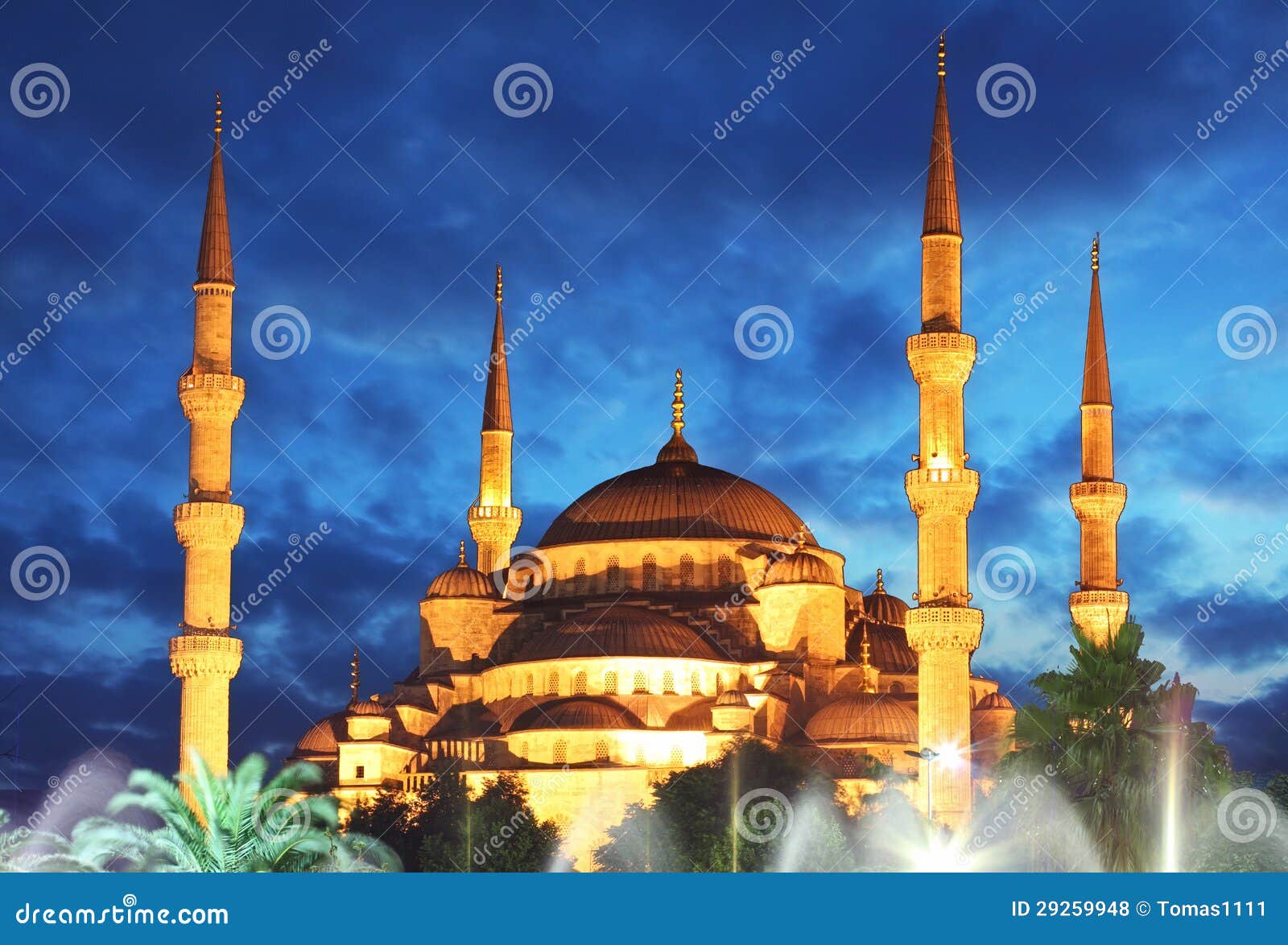 Blue Mosque at Night in Istanbul - Turkey Stock Photo - Image of famous ...