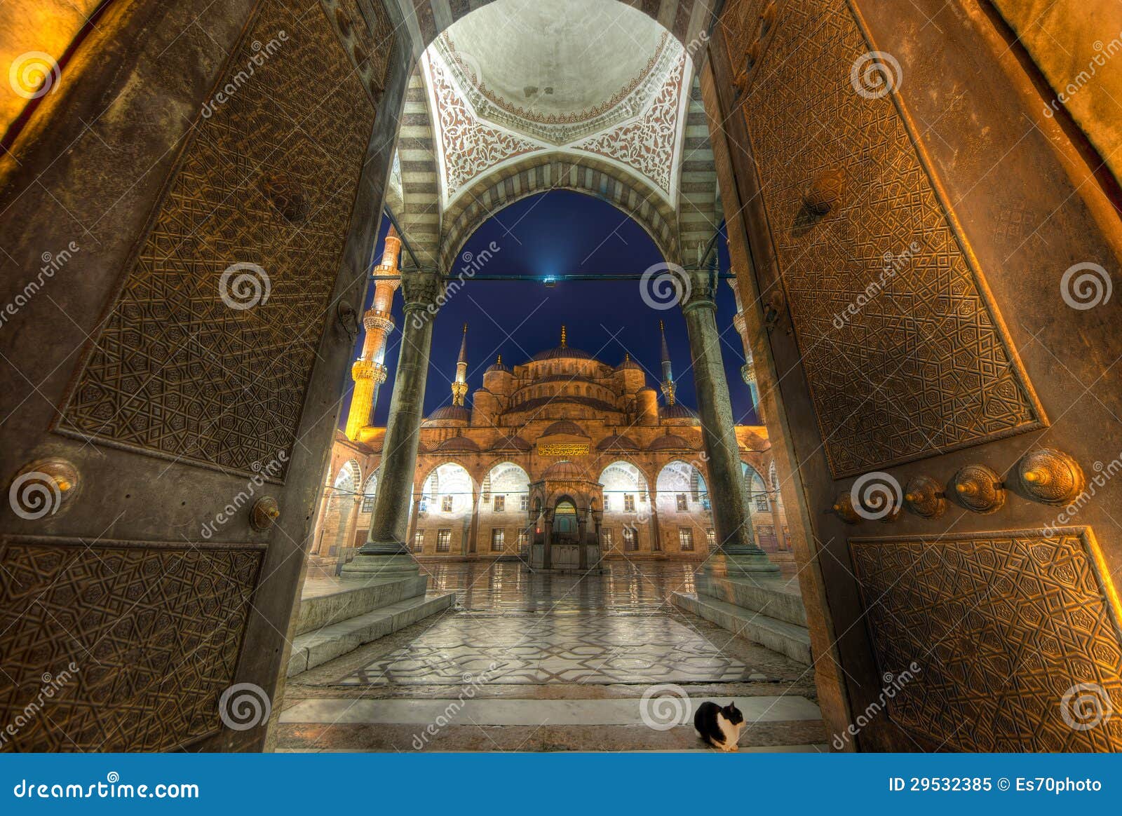 The blue mosque s gate stock image. Image of reflection - 29532385