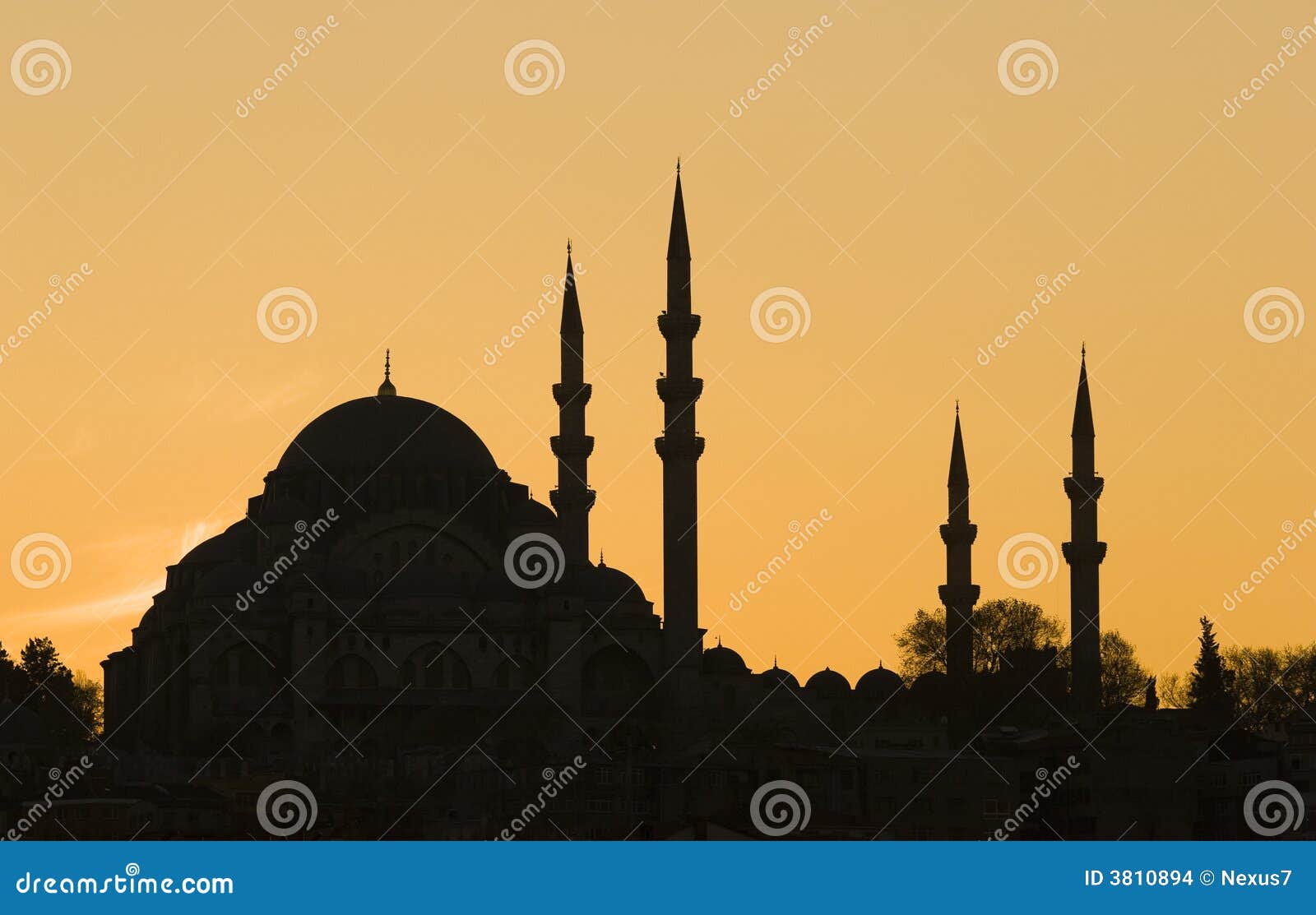 The Blue Mosque Silhouette stock photo. Image of clouds - 3810894