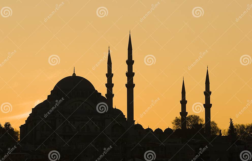 The Blue Mosque Silhouette stock photo. Image of clouds - 3810894