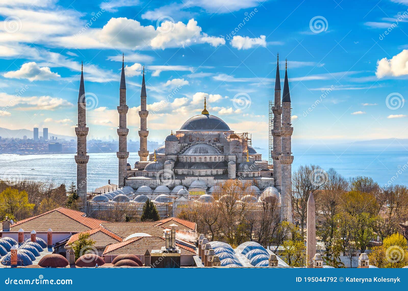 Blue Mosque in spring stock photo. Image of landmark - 195044792