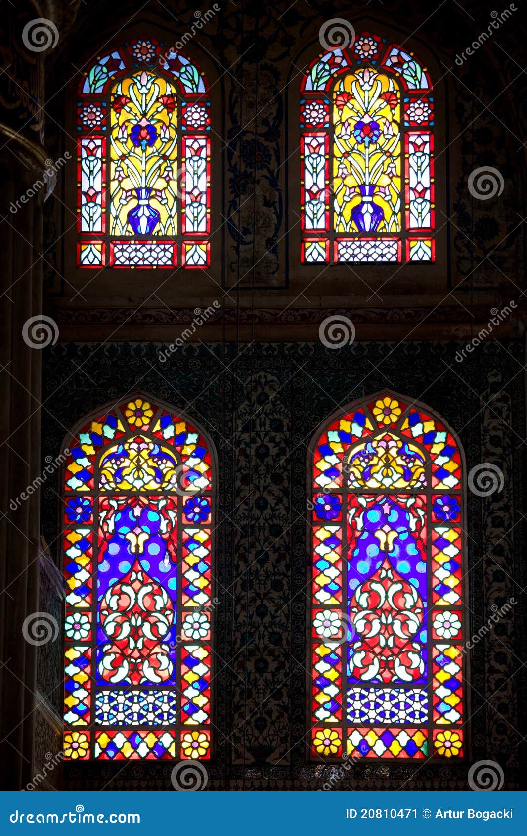 Blue Mosque Stained Glass Windows Stock Image - Image of artwork ...