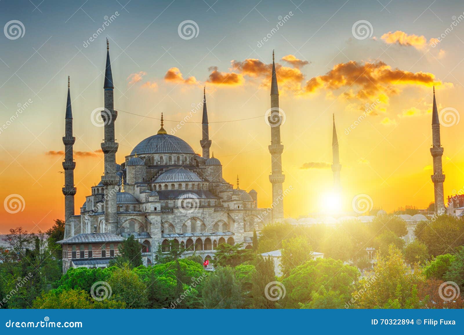 Blue Mosque at sunset stock photo. Image of east, heritage - 70322894
