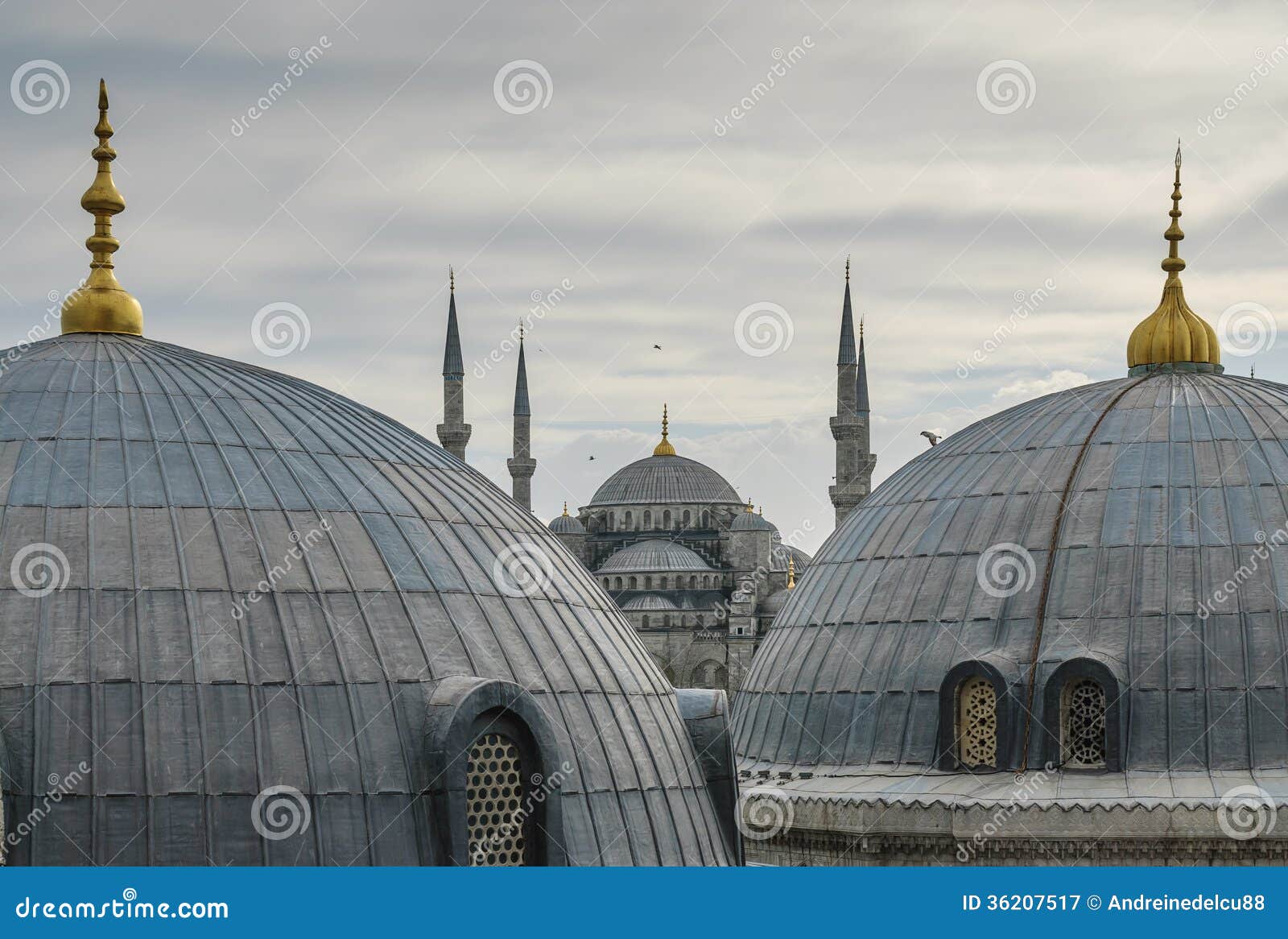 Blue Mosque with Tile Domes and Minarets Stock Image - Image of blue ...