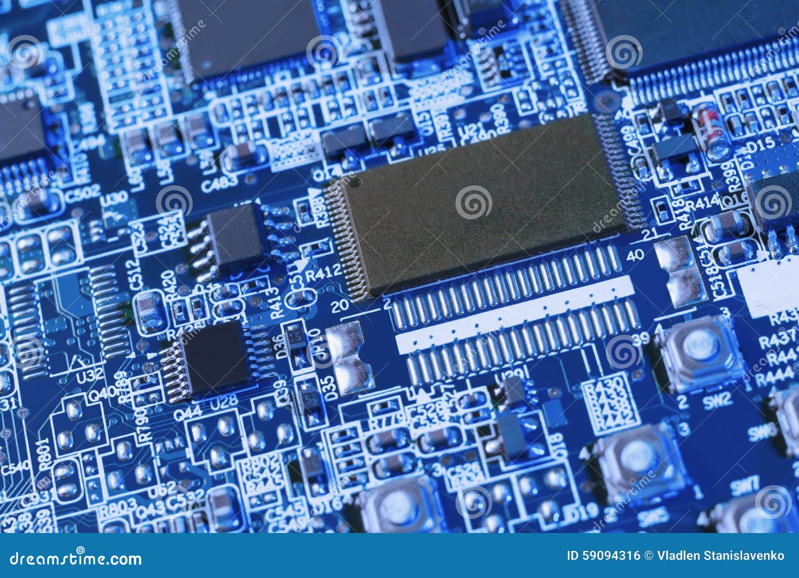 Blue motherboard stock photo. Image of byte, kilobyte - 59094316