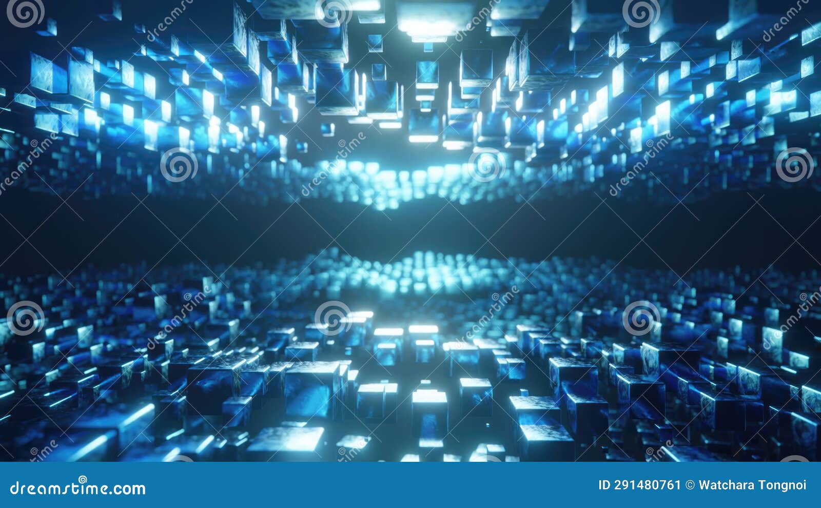 Blue Motion Graphics Hi Tech Form, Cubic Array of Square Blocks of Information Data Fields ...