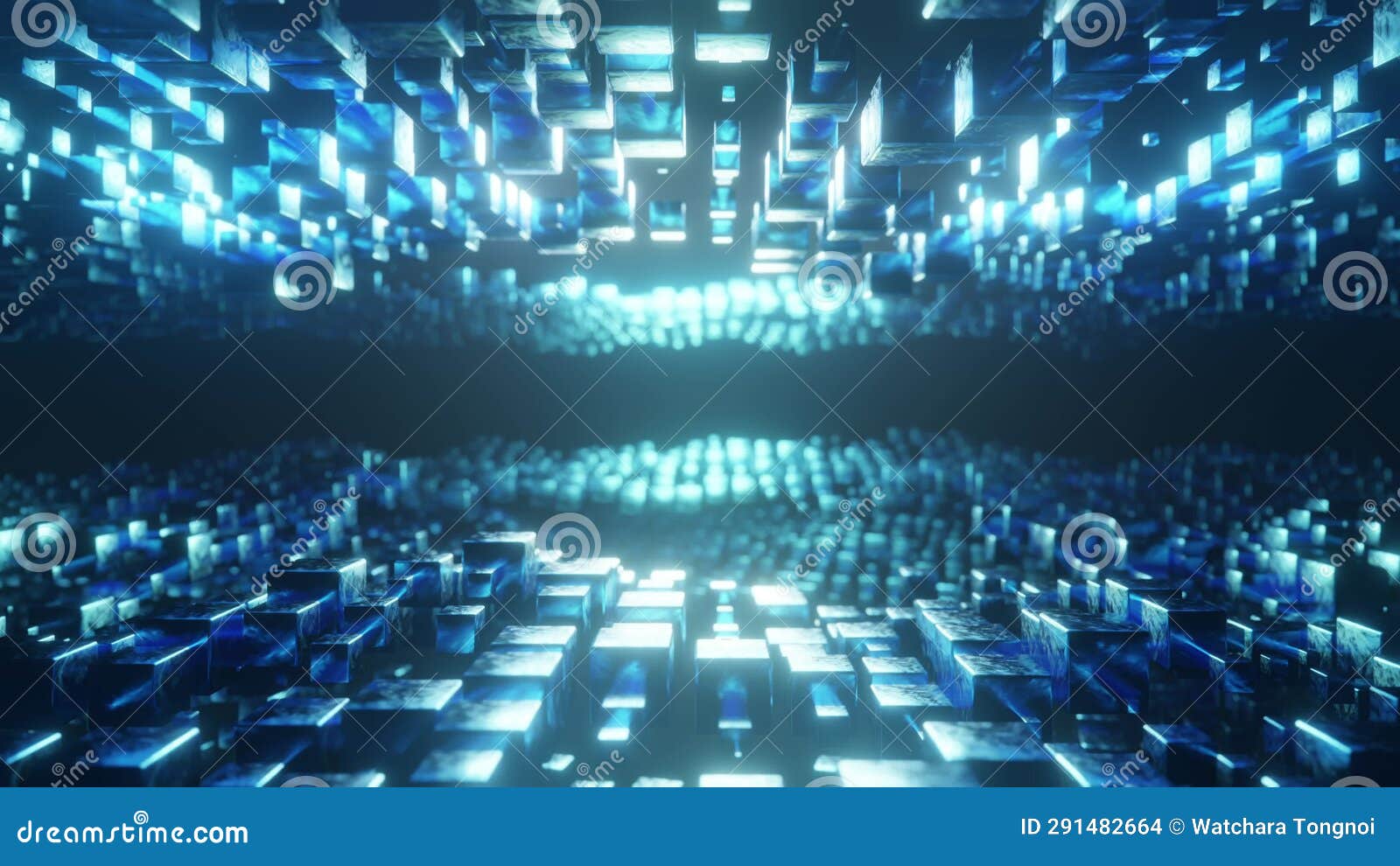 Blue Motion Graphics Hi Tech Form, Cubic Array of Square Blocks of Information Data Fields ...