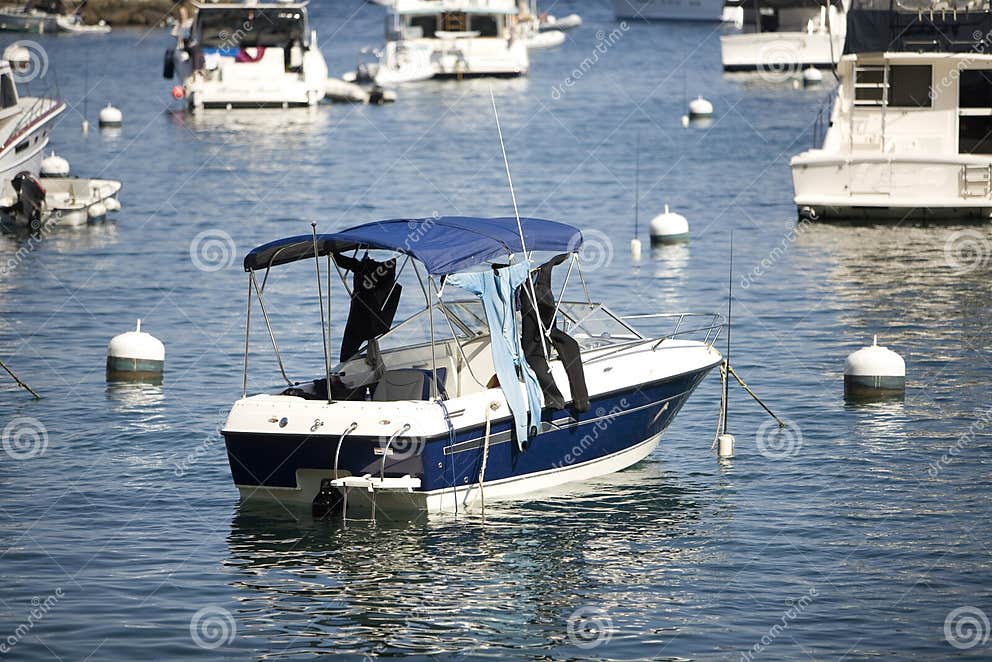 Blue Motor Boat stock image. Image of water, motor, harbor - 14571233